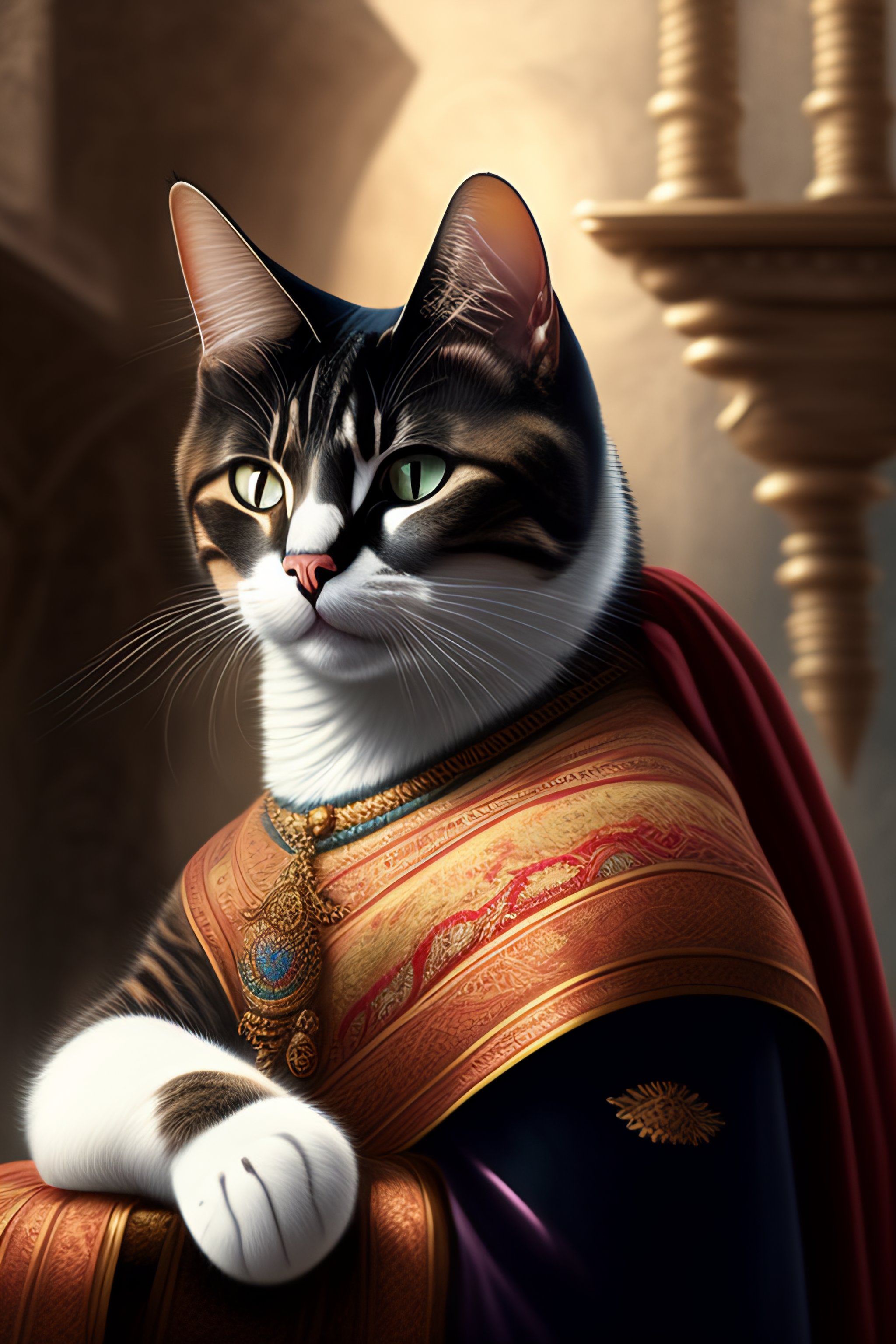 Lexica - Portrait of a cat-rogue in an arabic castle
