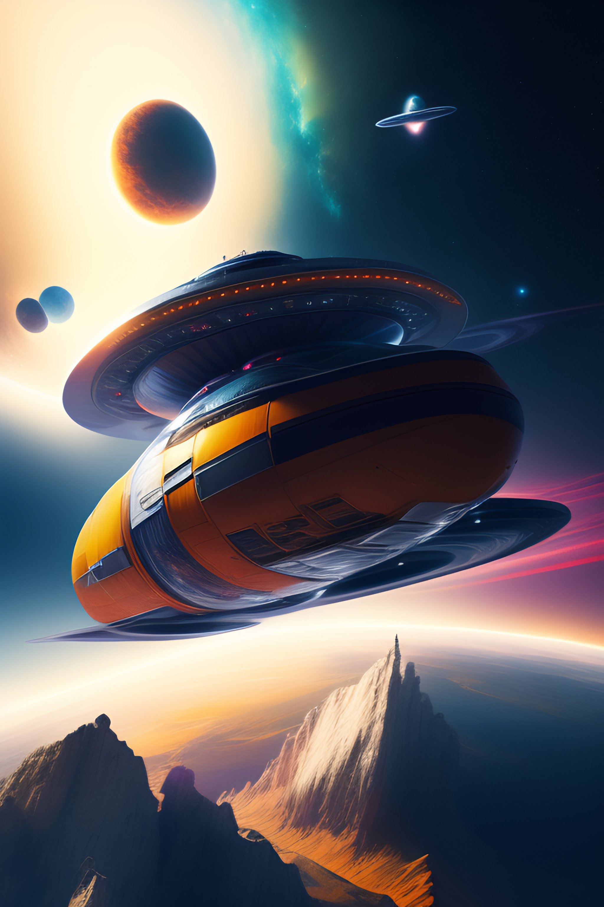 Lexica - Stelfie Log #14 : spaceship on gallaxy, space, supernova, 2453 AD