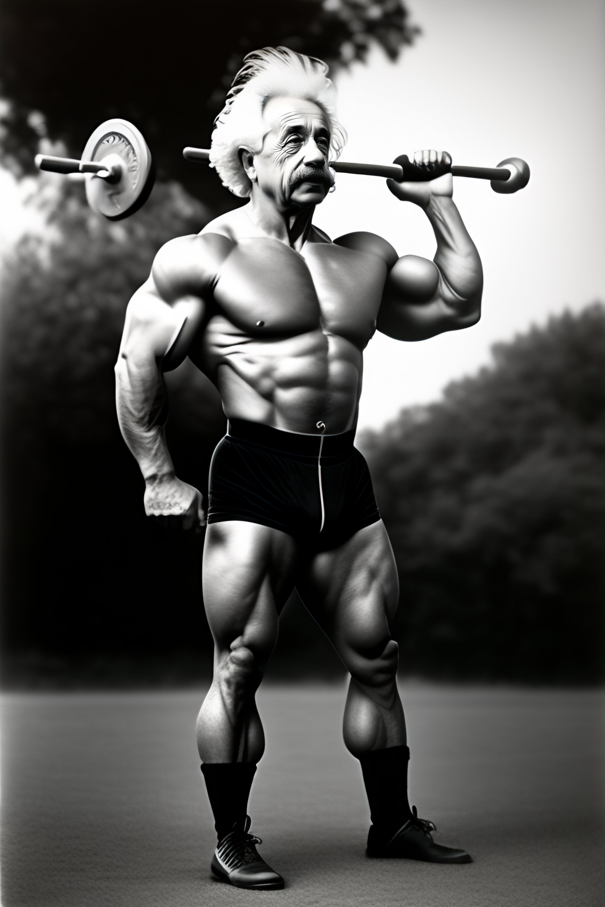 Lexica - Albert Einstein weightlifting