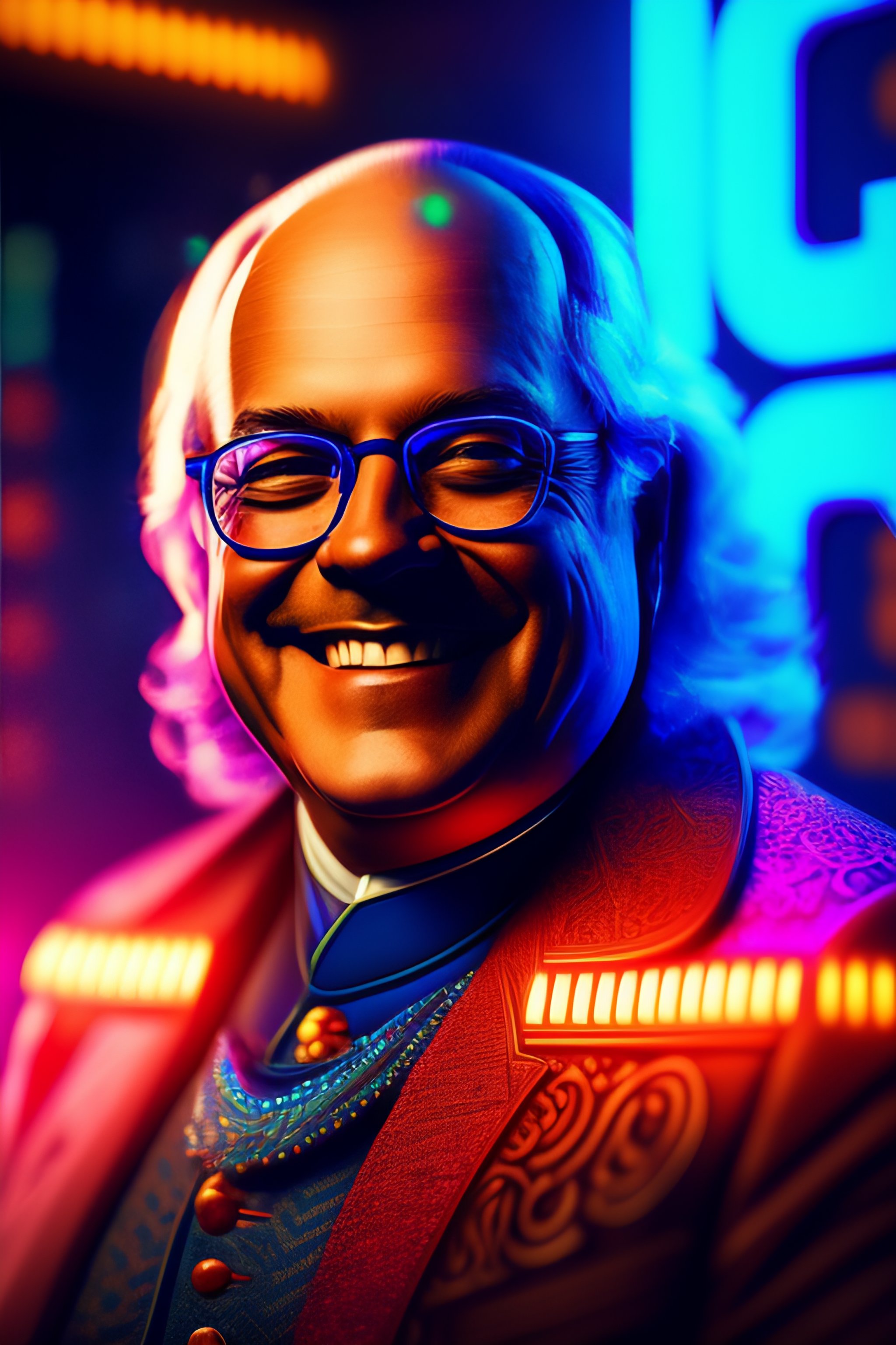 Lexica - Picture of smiling Benjamin Franklin as crypto traider, Imax ...