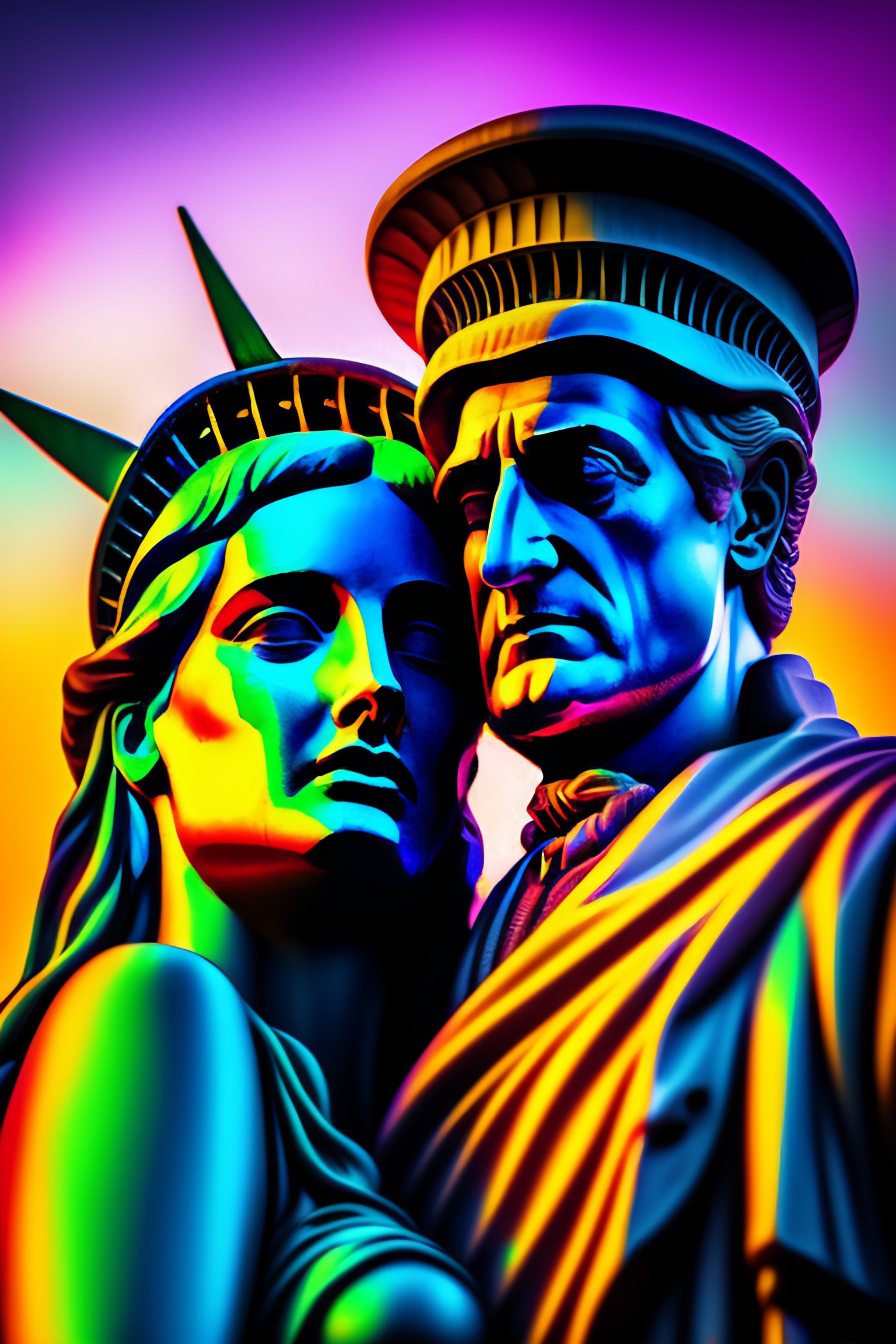 Lexica - Portrait of uncle sam and the statue of liberty in an embrace ...