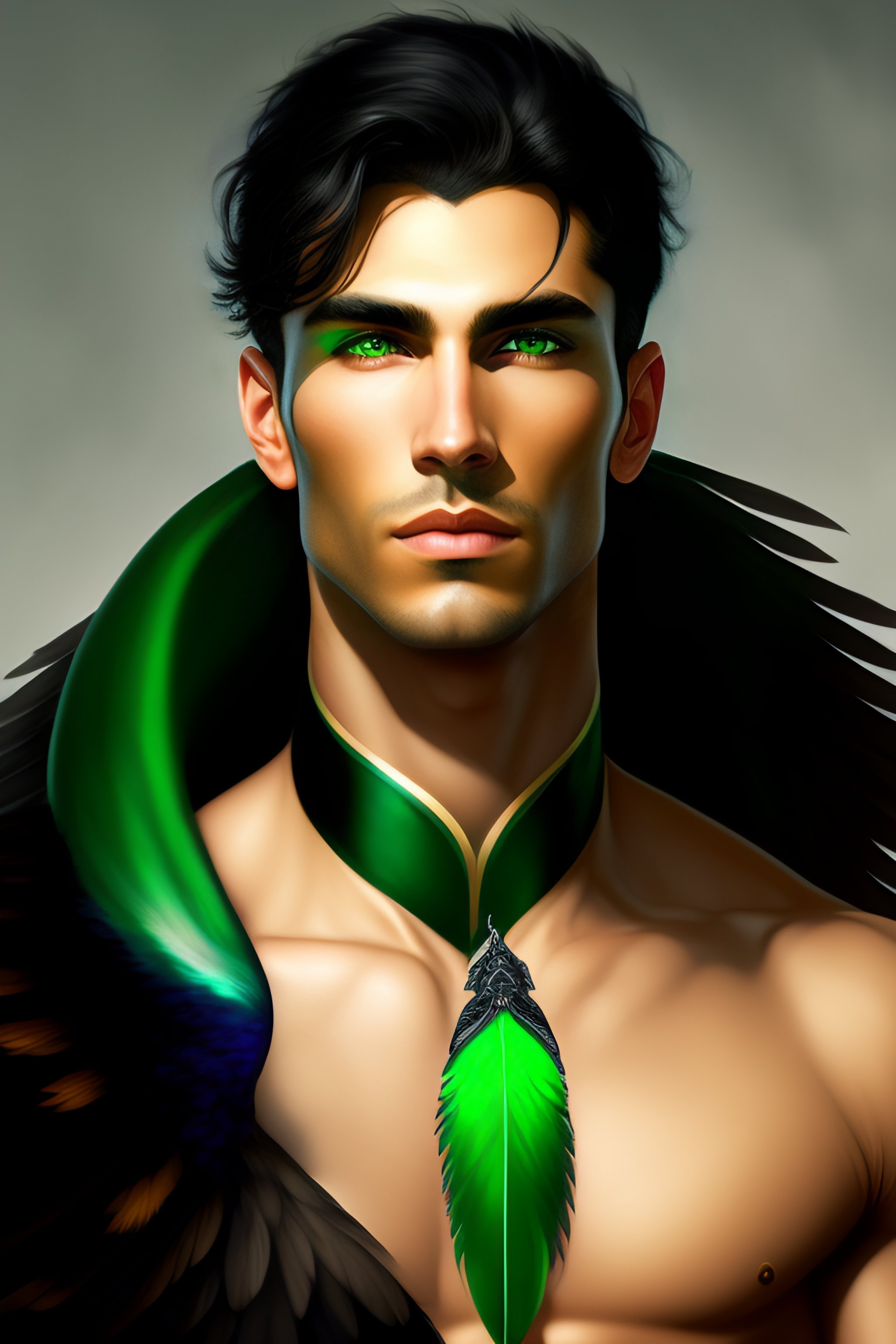 Lexica - Draw of a man mage with green eyes, dark hair, white skin and ...