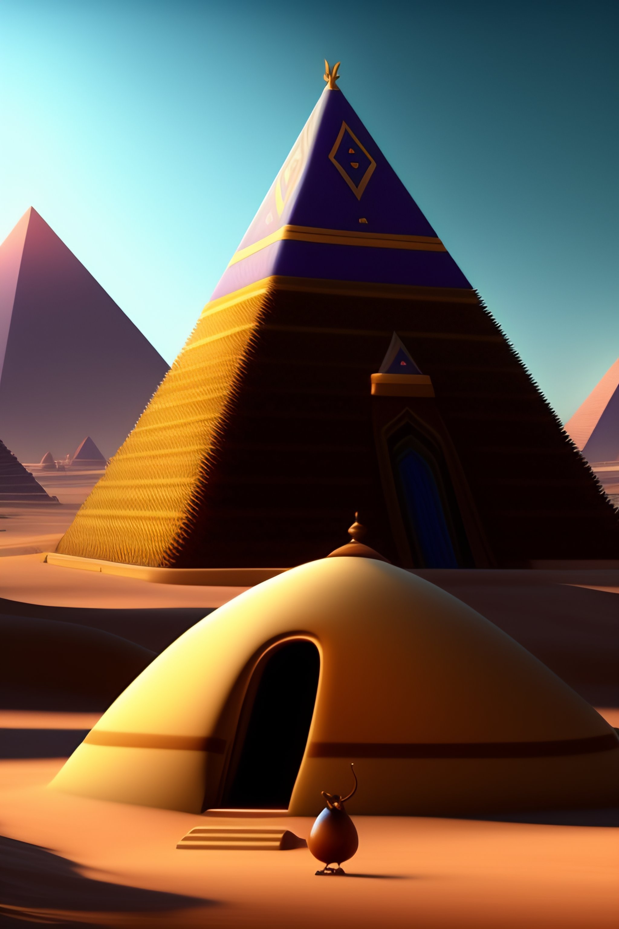 Lexica - Anton Ego from ratatouille at pyramids, pixar style