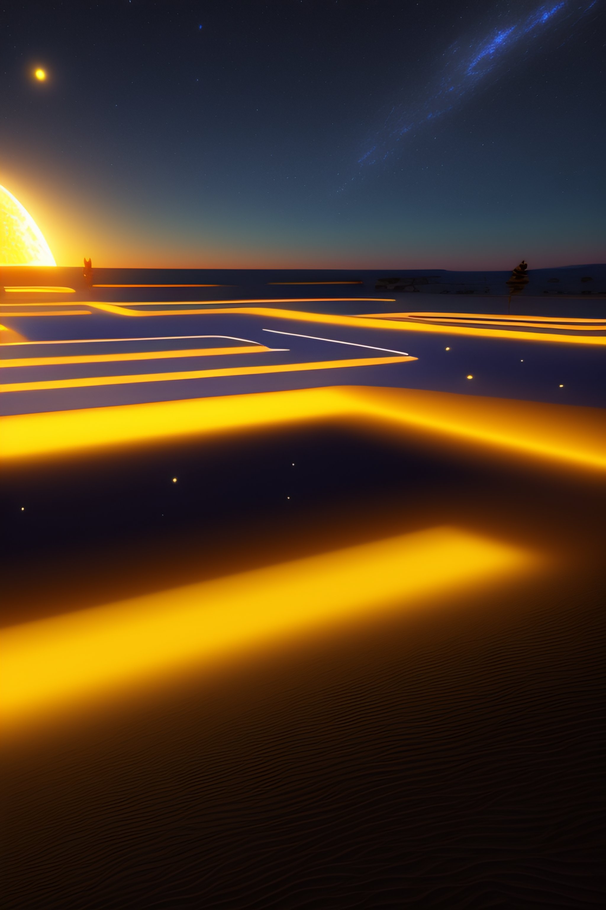 Lexica - One-point perspective, starry sky, universe, columns,desks ...