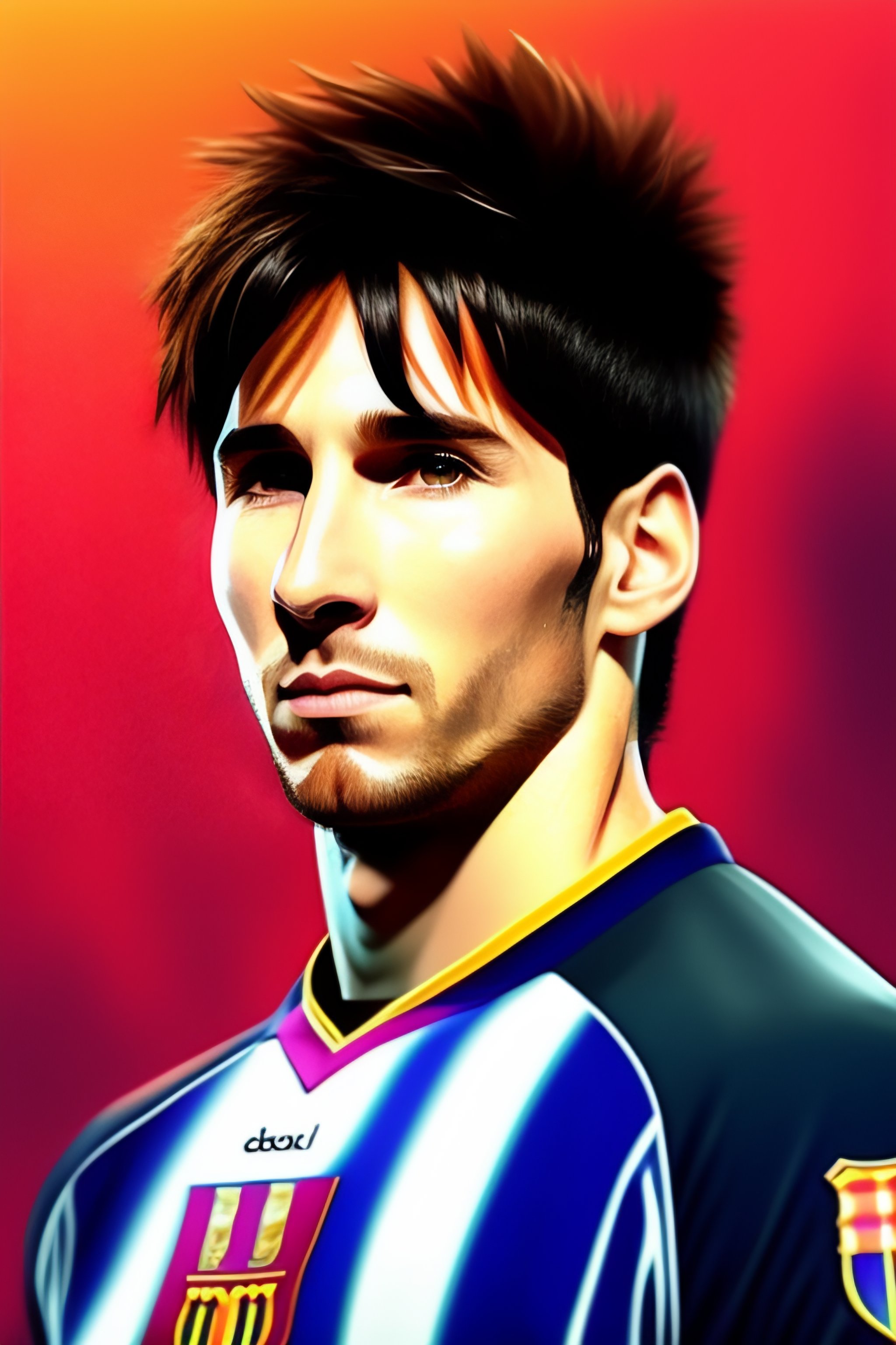 Lexica - Lionel messi drawn as an anime character with a crown floating ...