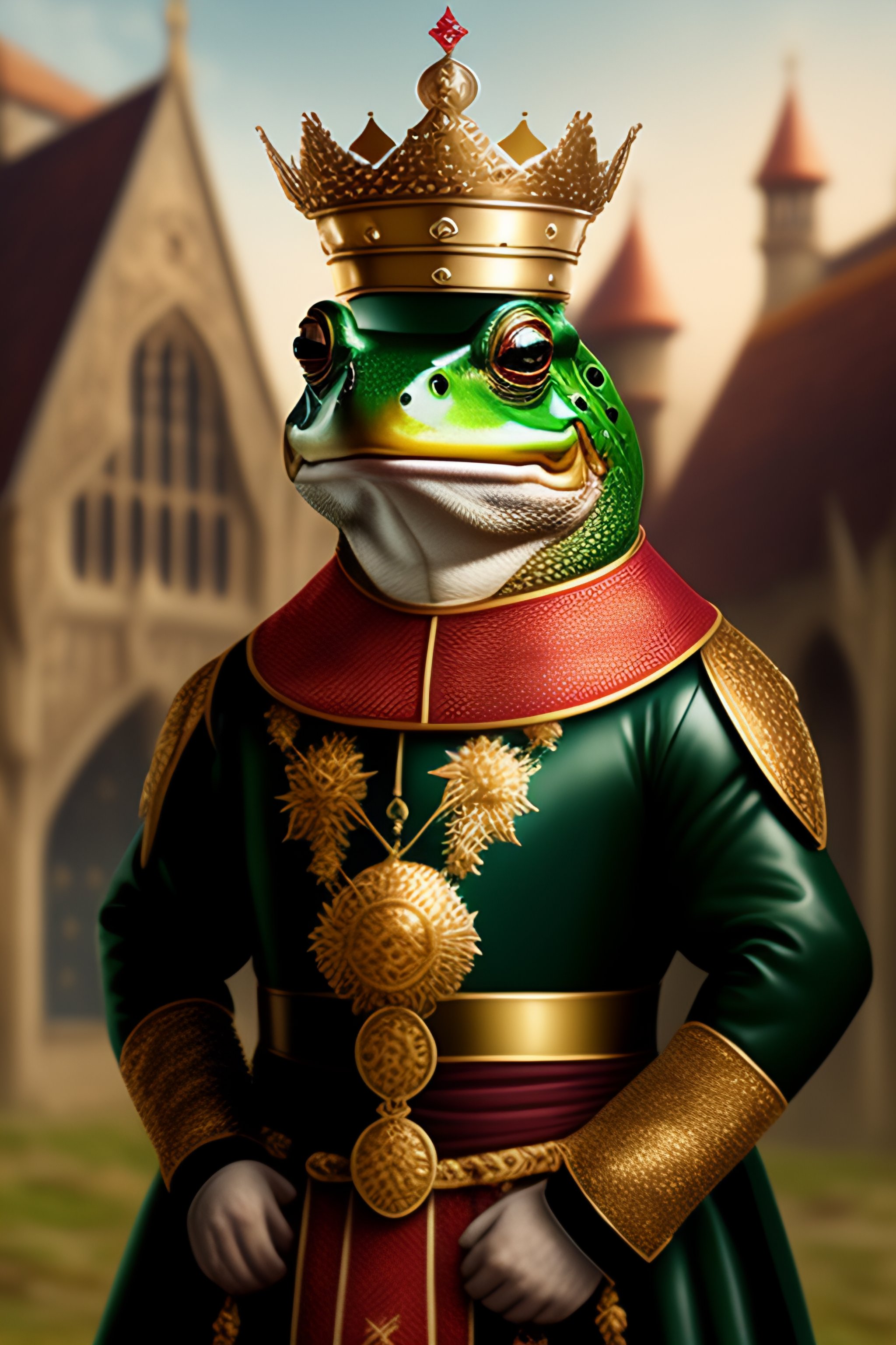 Lexica - Portrait of a anthropomorphic frog dressed as a medieval king