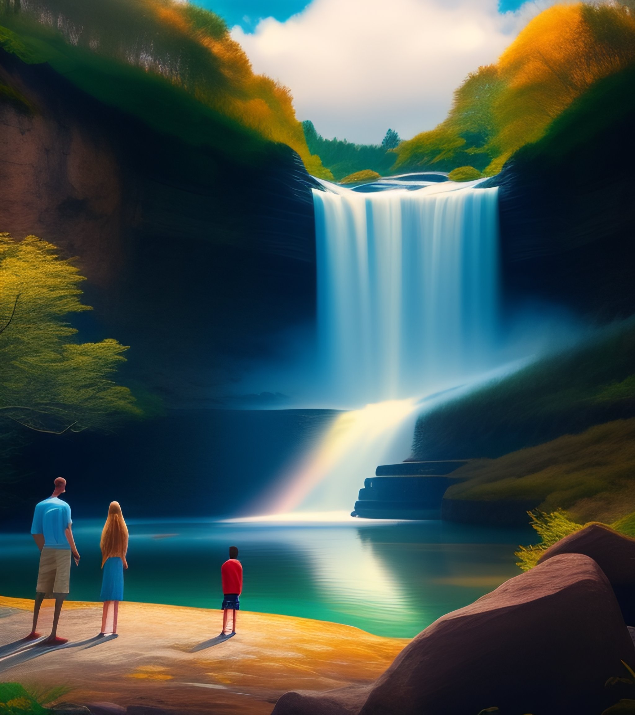 Lexica - Create an image with a man and a woman with children relaxing ...