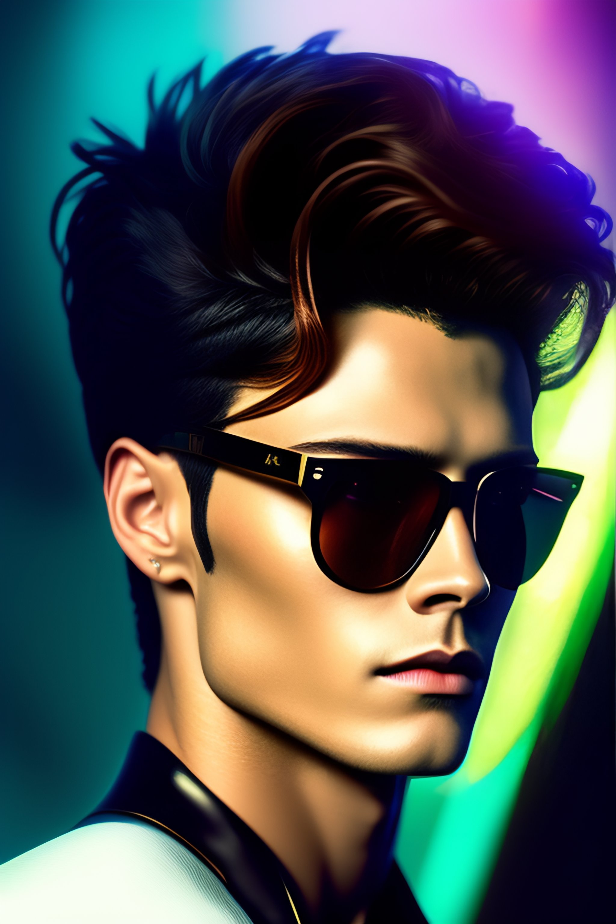 Lexica - An young man angel,matrix movie style ,synth wave, neo black ...