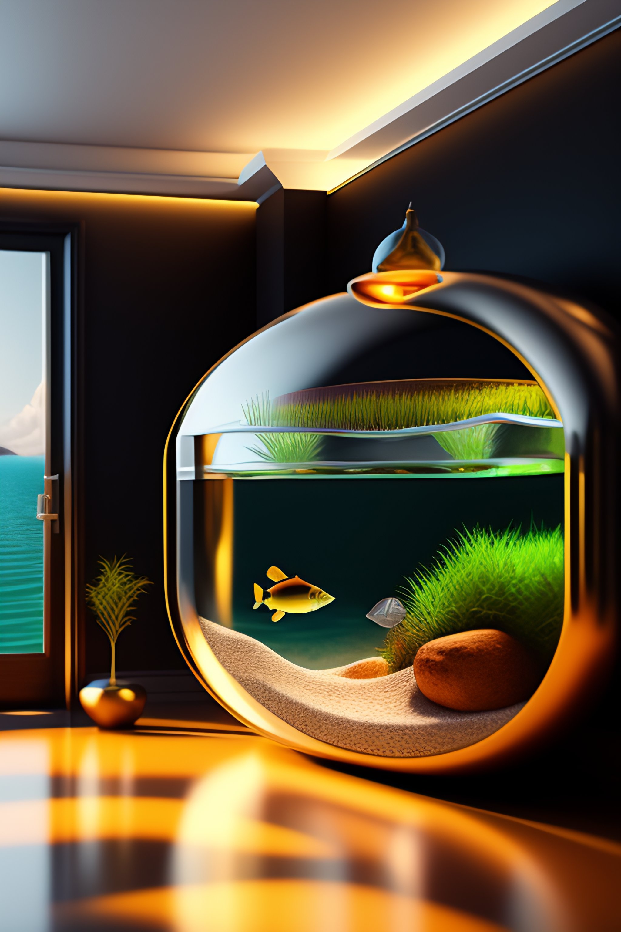 Lexica - Surreal art aquarium, realistic render