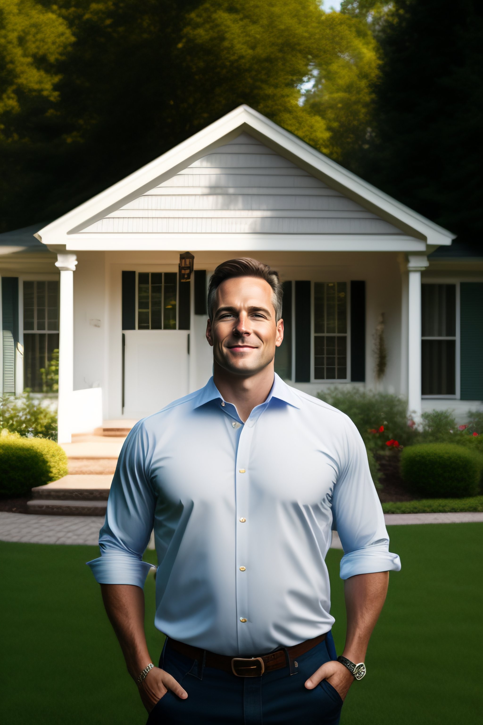 Lexica - A portrait of a white male real estate investor in front of ...