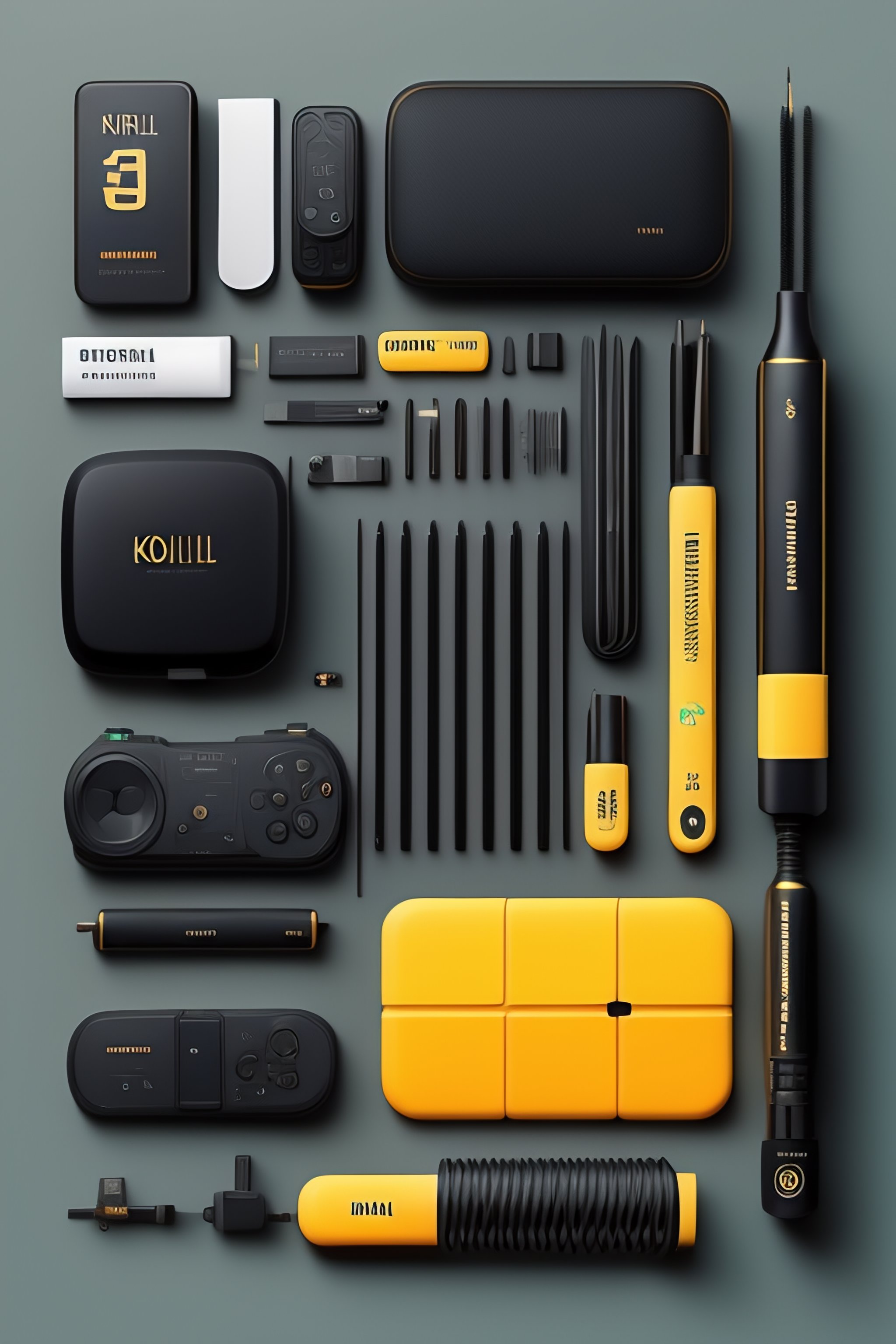 Lexica - Knolling layout of graphist designer equipment