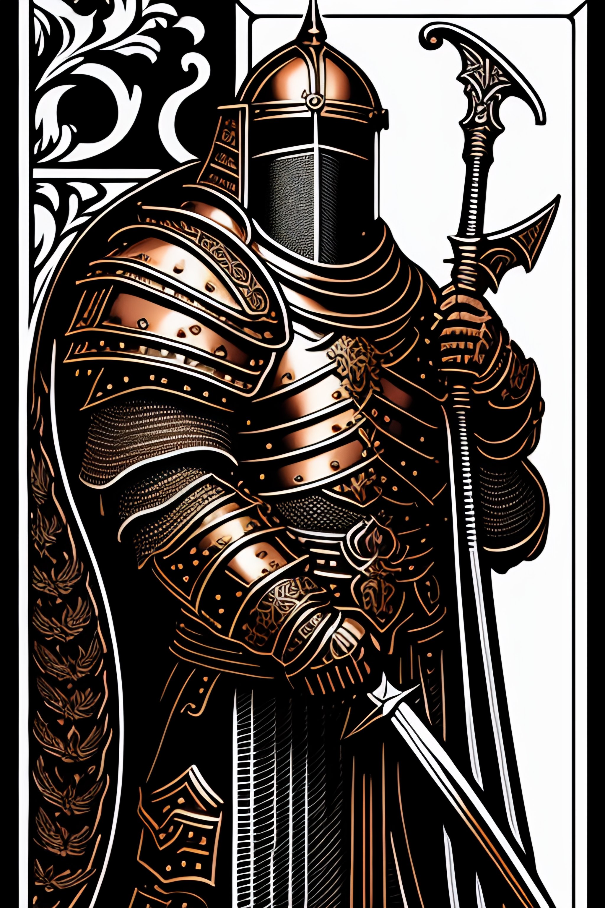 Lexica - Linocut, medieval knight, sacred paladin