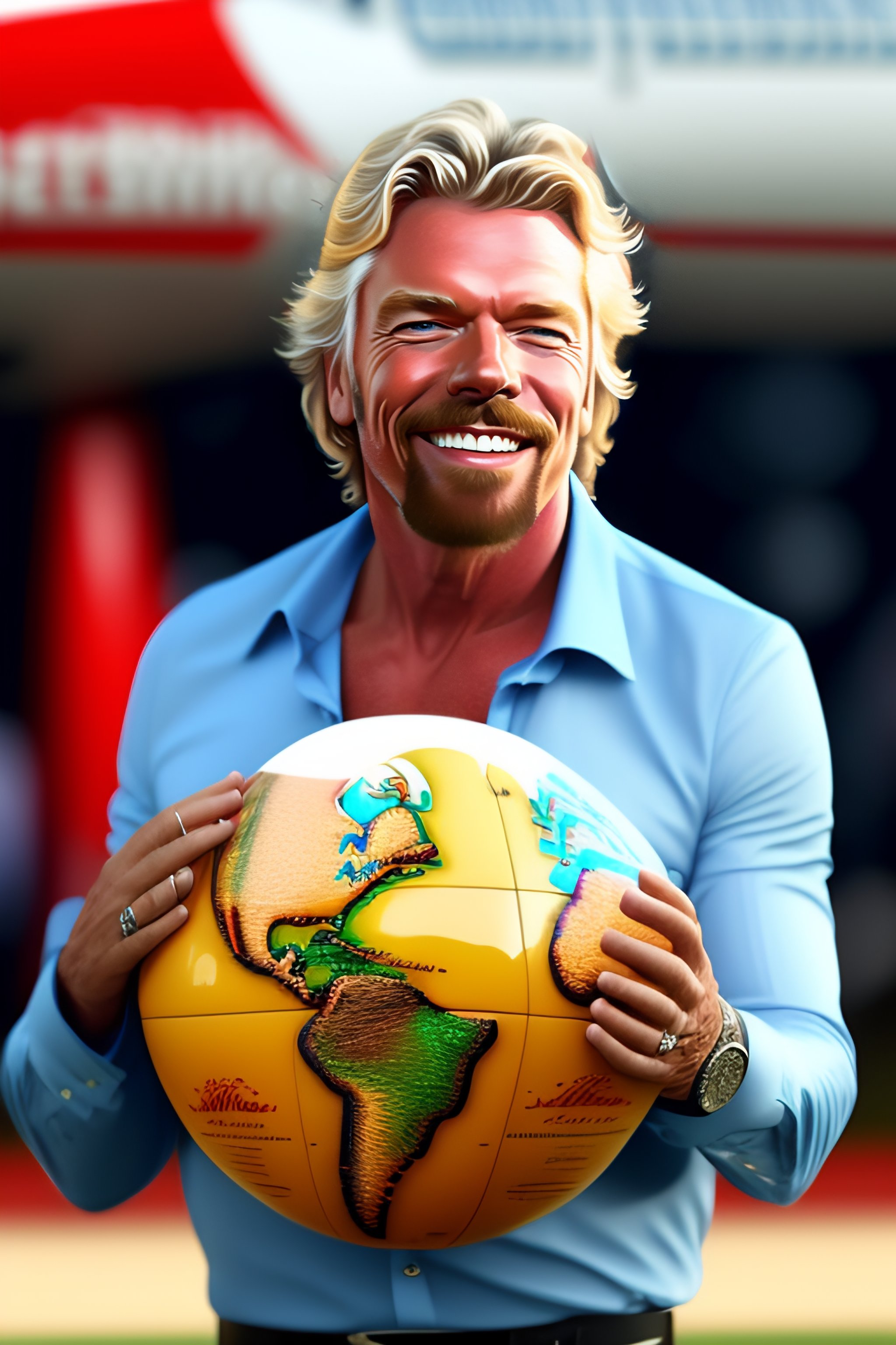 Lexica - Richard branson holding a globe illustration, well detailed ...