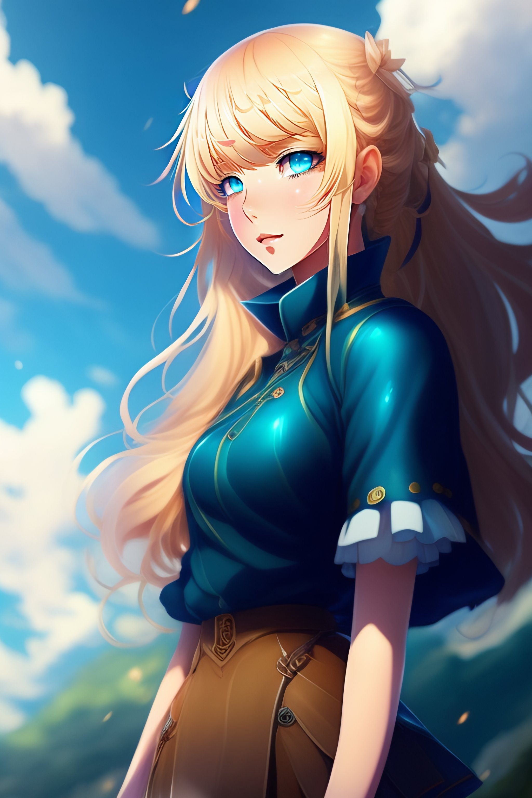 Lexica - FGO anime girl Blond, long hair, blue eyes and a pretty smile ...