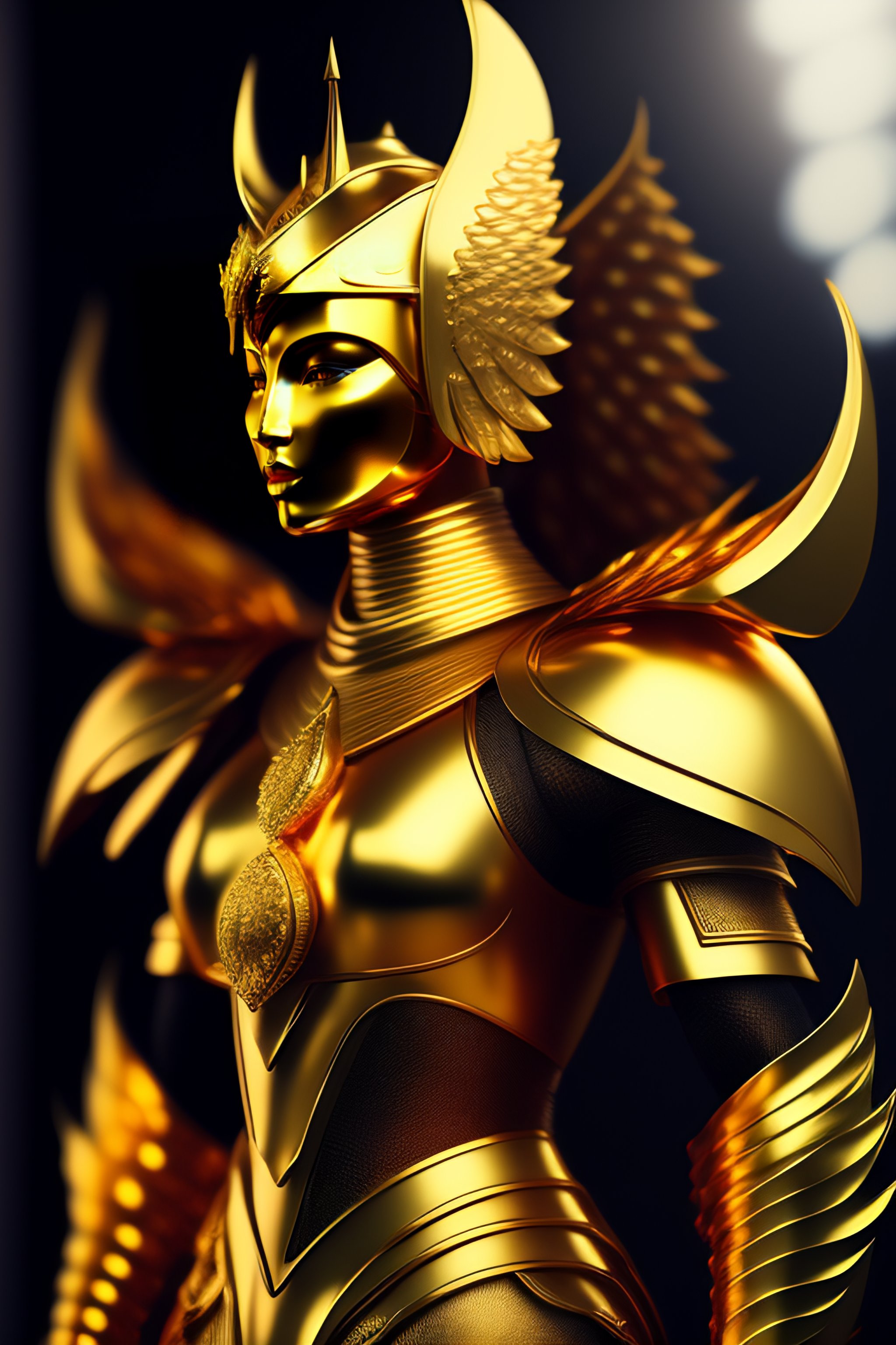 Lexica - Golden armored mayan knight, shining metallic, warrior like ...