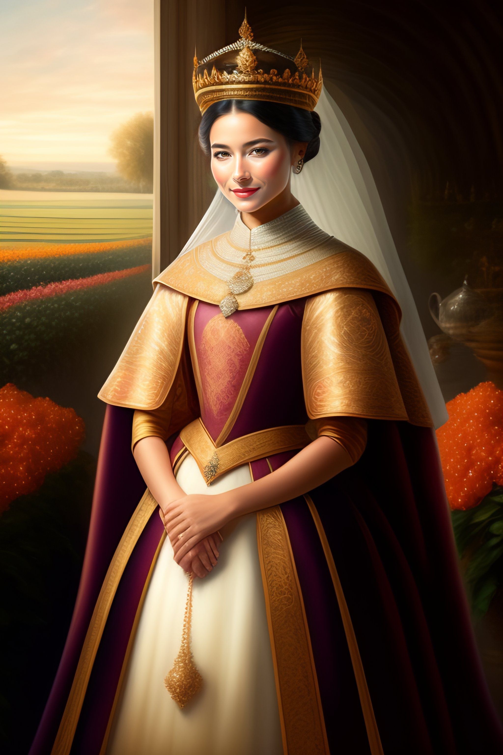 Lexica - Portrait of a princess wearing a crown and a cloak working in ...