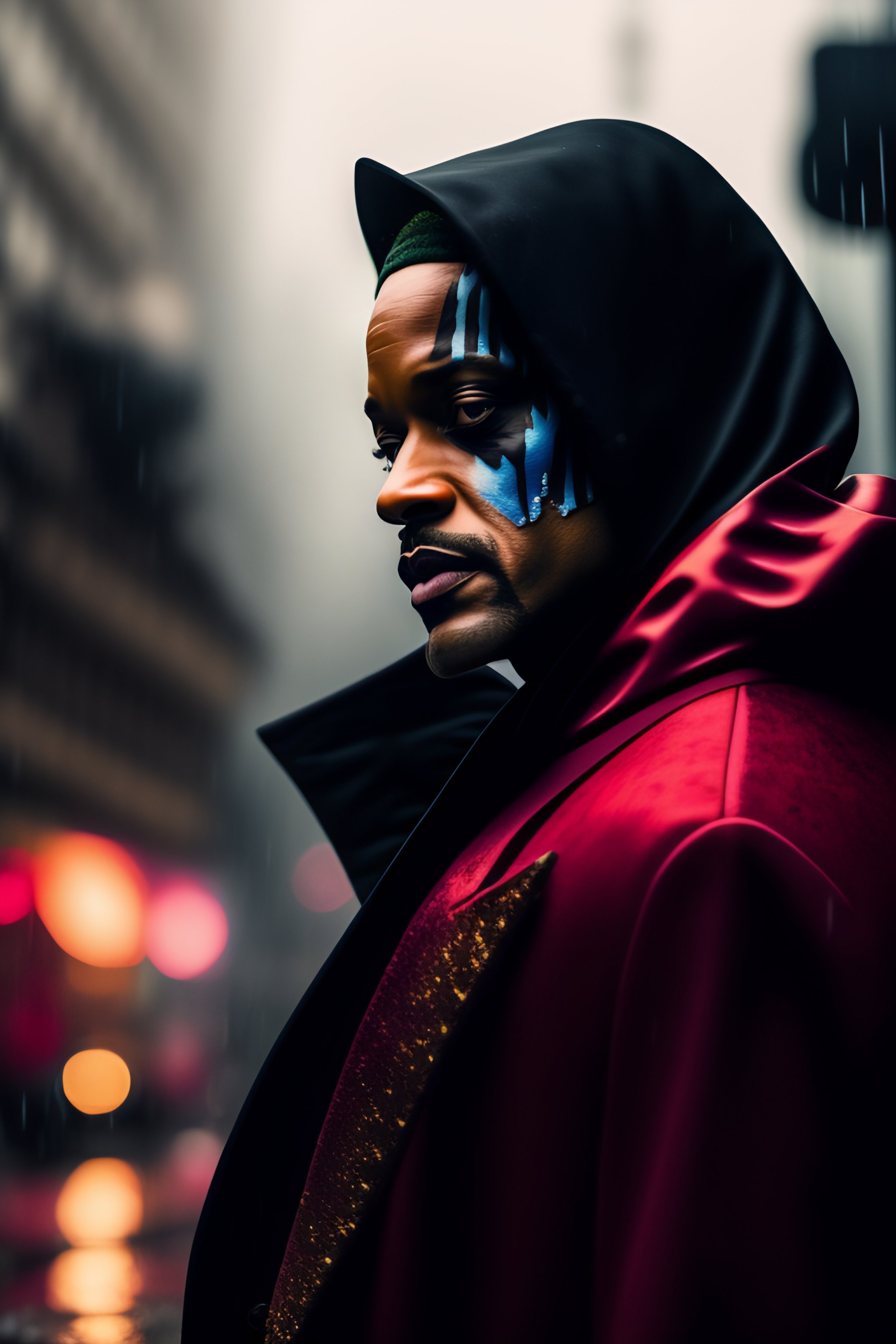 Lexica - Will smith as the joker wearing in black joker hood styled ...
