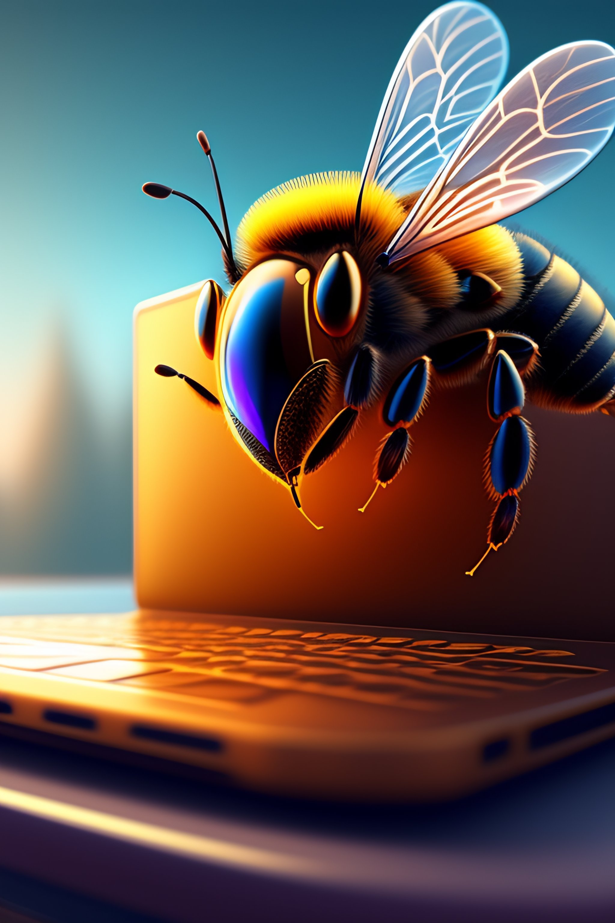 Lexica - Bee with glasses on laptop, trending on artstation, highly ...