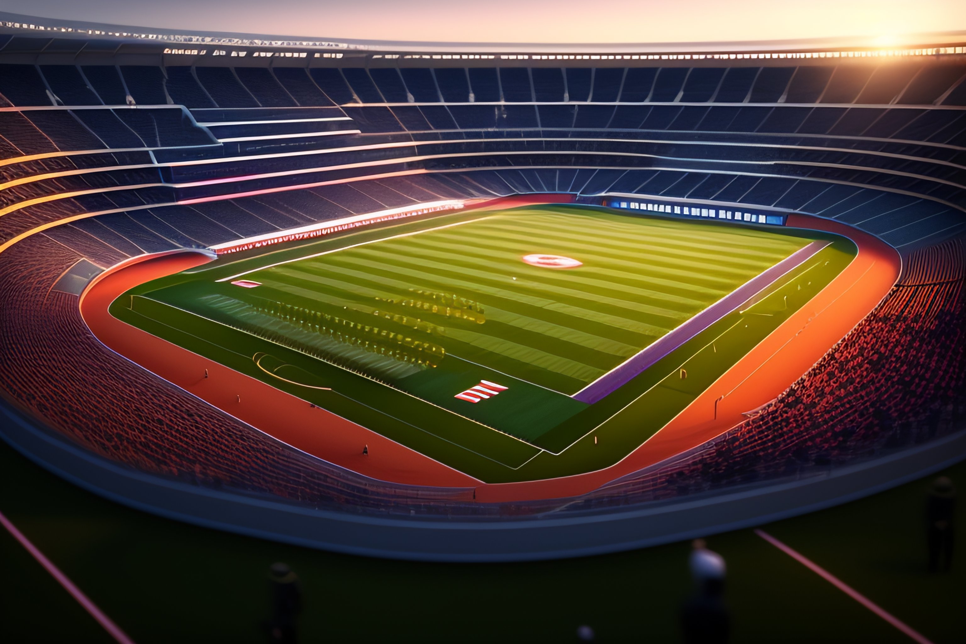 Lexica - Football stadium realistic, camera pov down to top, people on ...