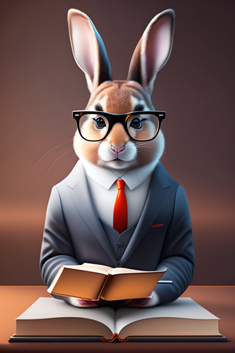 Lexica - A rabbit dressed in a sleek suit, sitting in front of a ...