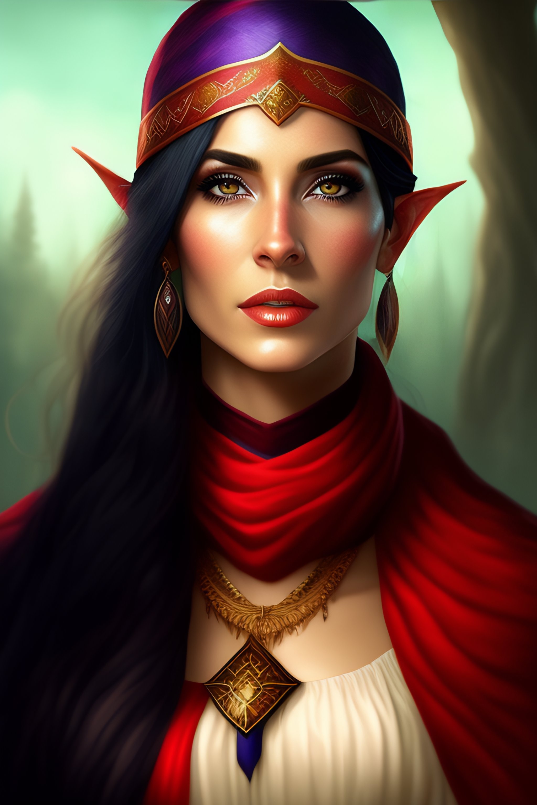 Lexica - Half elf female, 35 years old, eastern ancestry, colorful ...