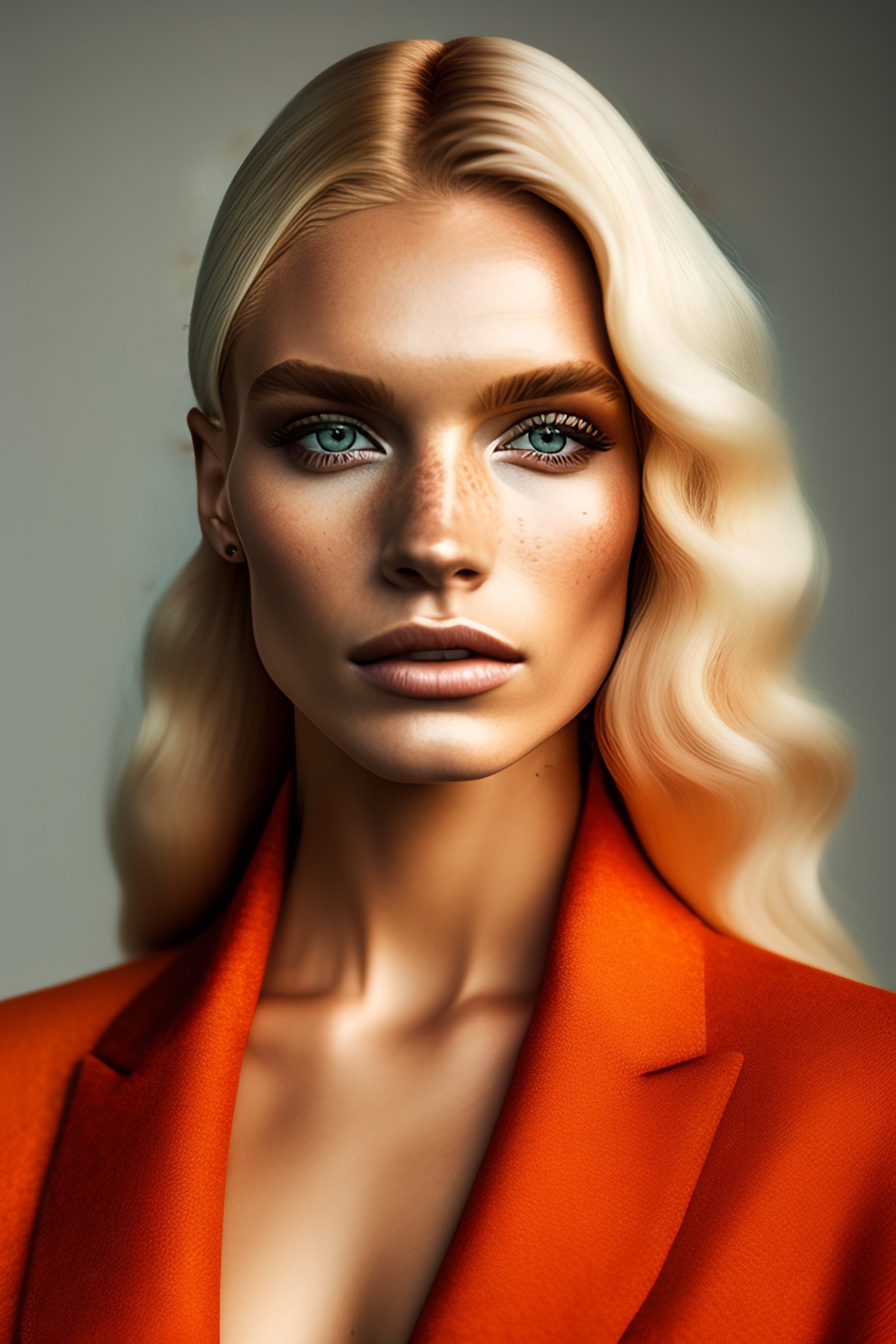 Lexica - A photo mid-body of a beautiful blonde woman with freckles ...