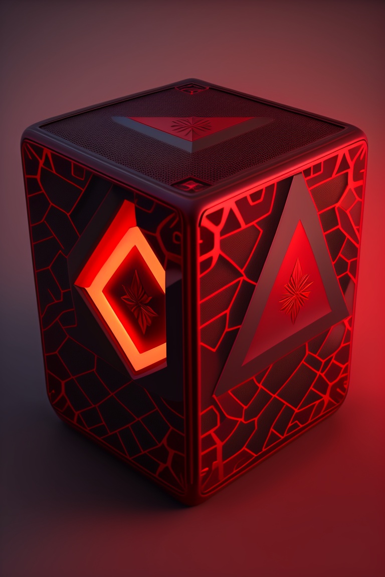 Lexica - The cube is faded red black, has a lot of various embossings ...