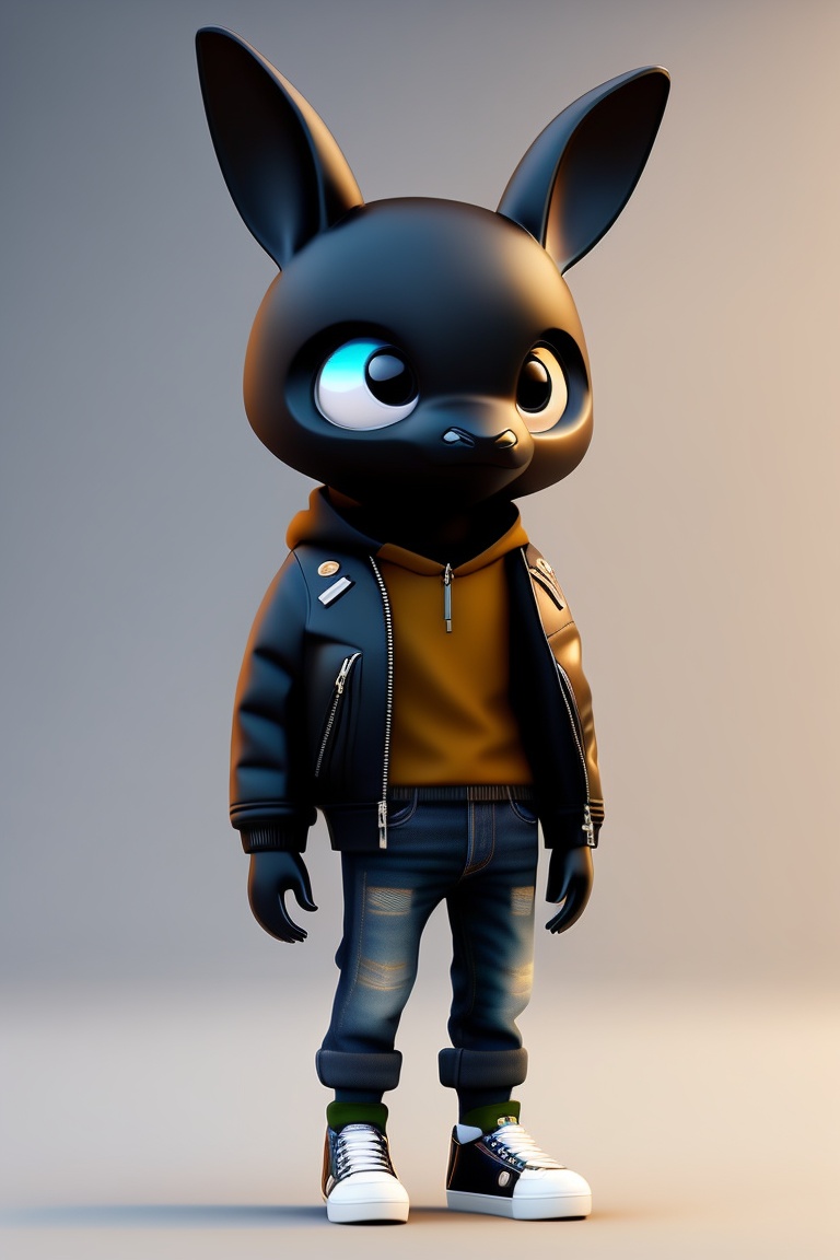 Lexica - Cartoon Black Humanoid Rabbit with large white eyes. He’s ...