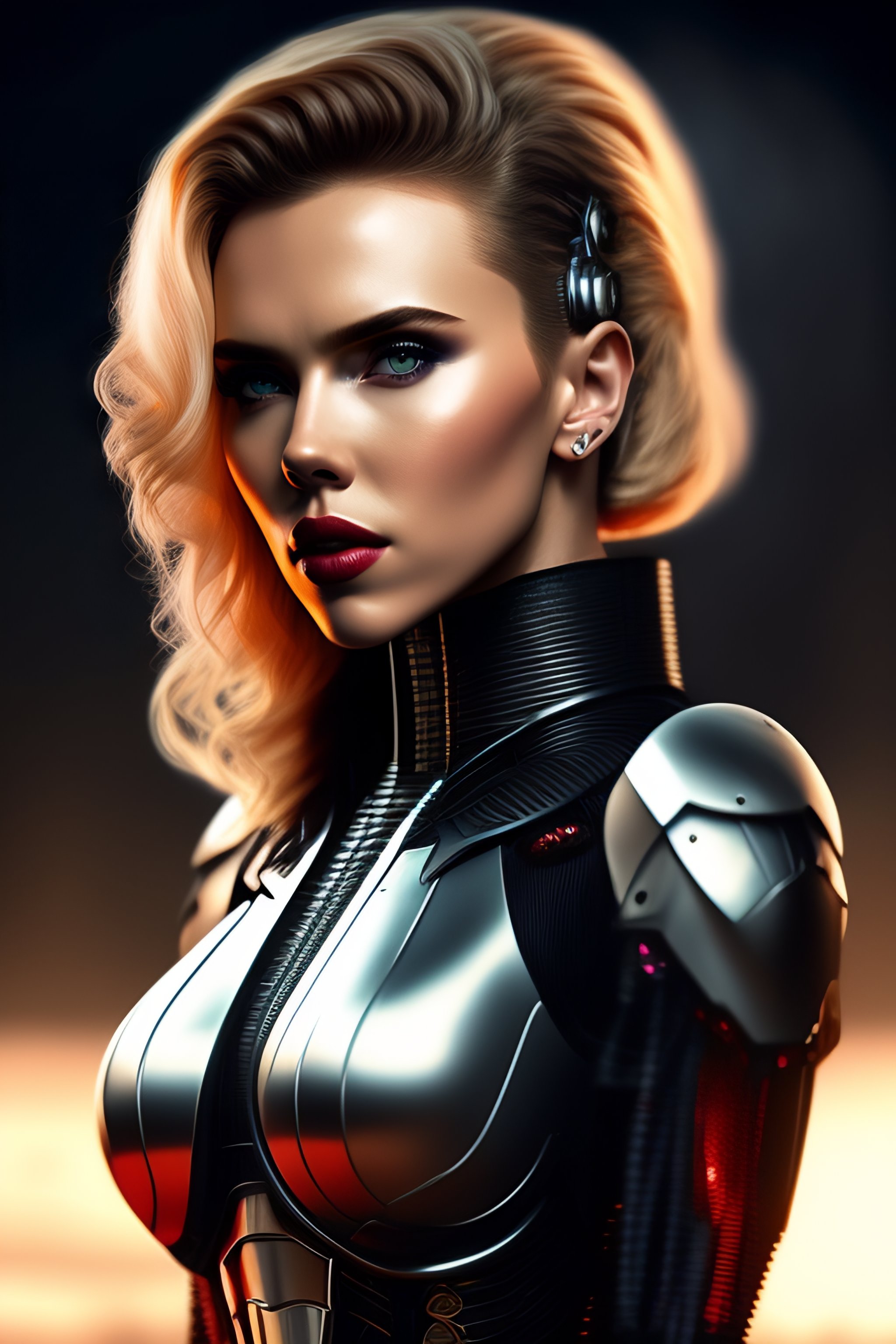 Lexica - Scarlett johansson face full covered robot skeleton body ...