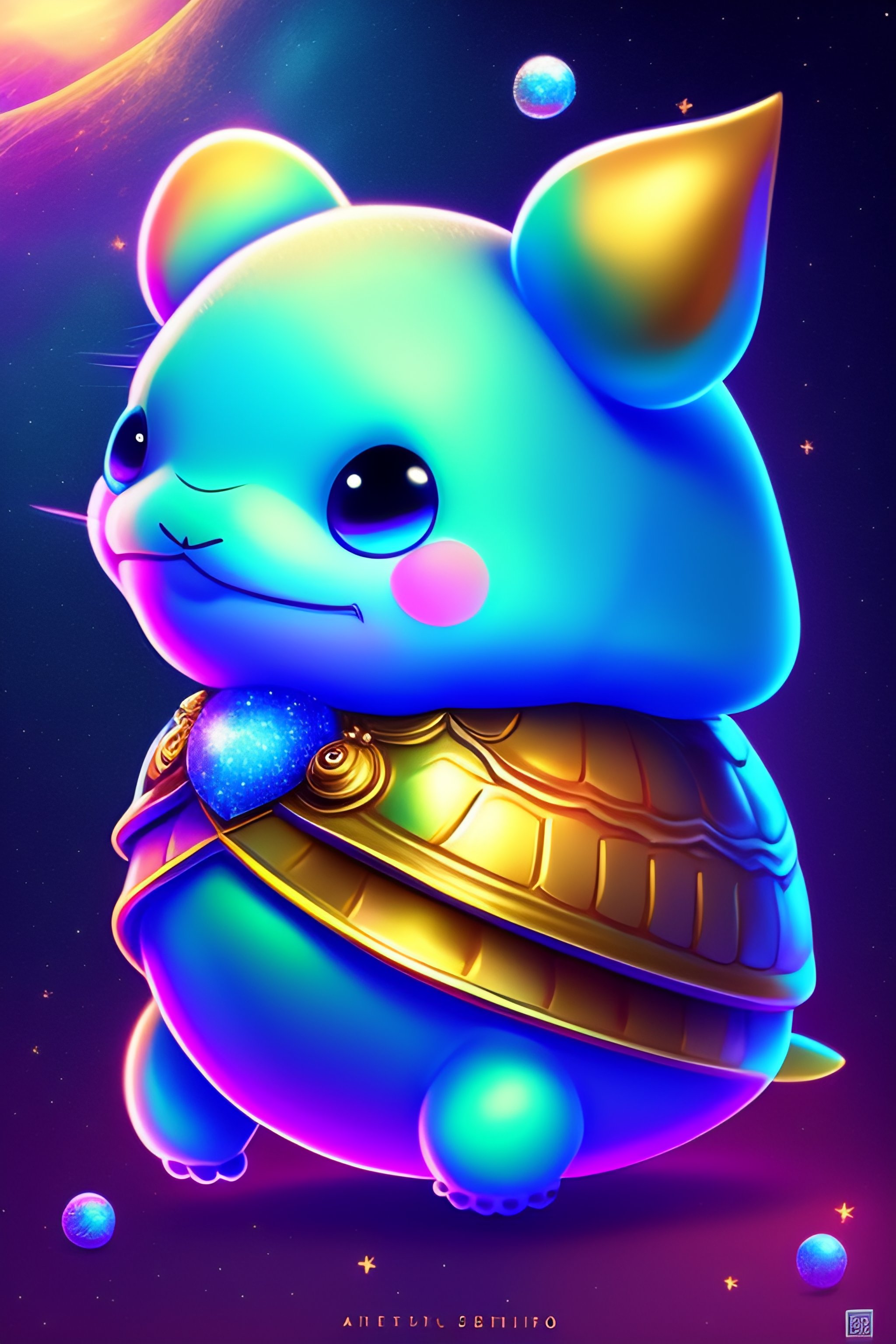 Lexica - CUTE AND ADORABLE CARTOON FLUFFY TURTLE, SWORD, FIGHT, SPACE ...
