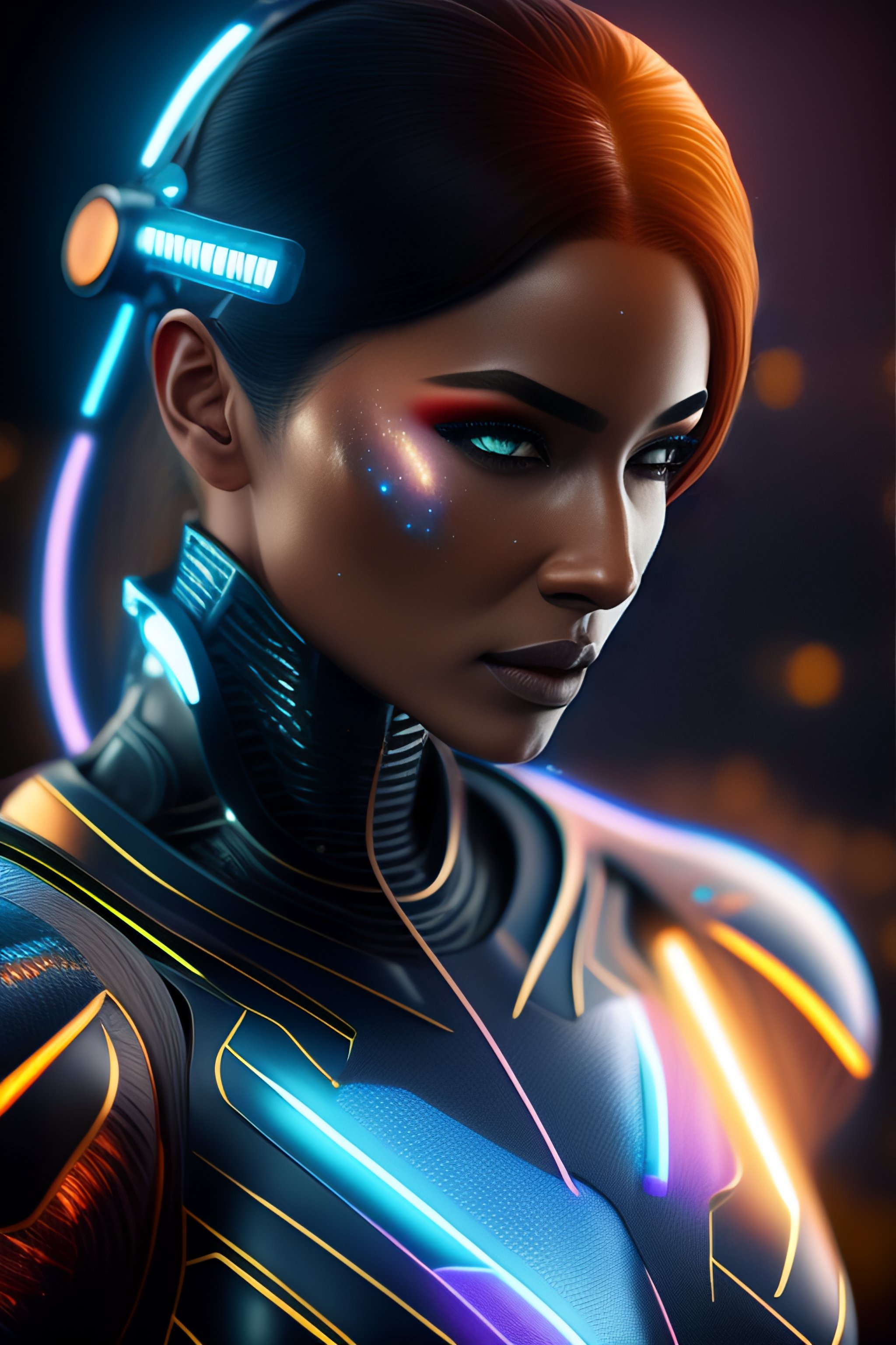 Lexica - Human cyborg, half human, half machine, tron, hyper realistic, 8k