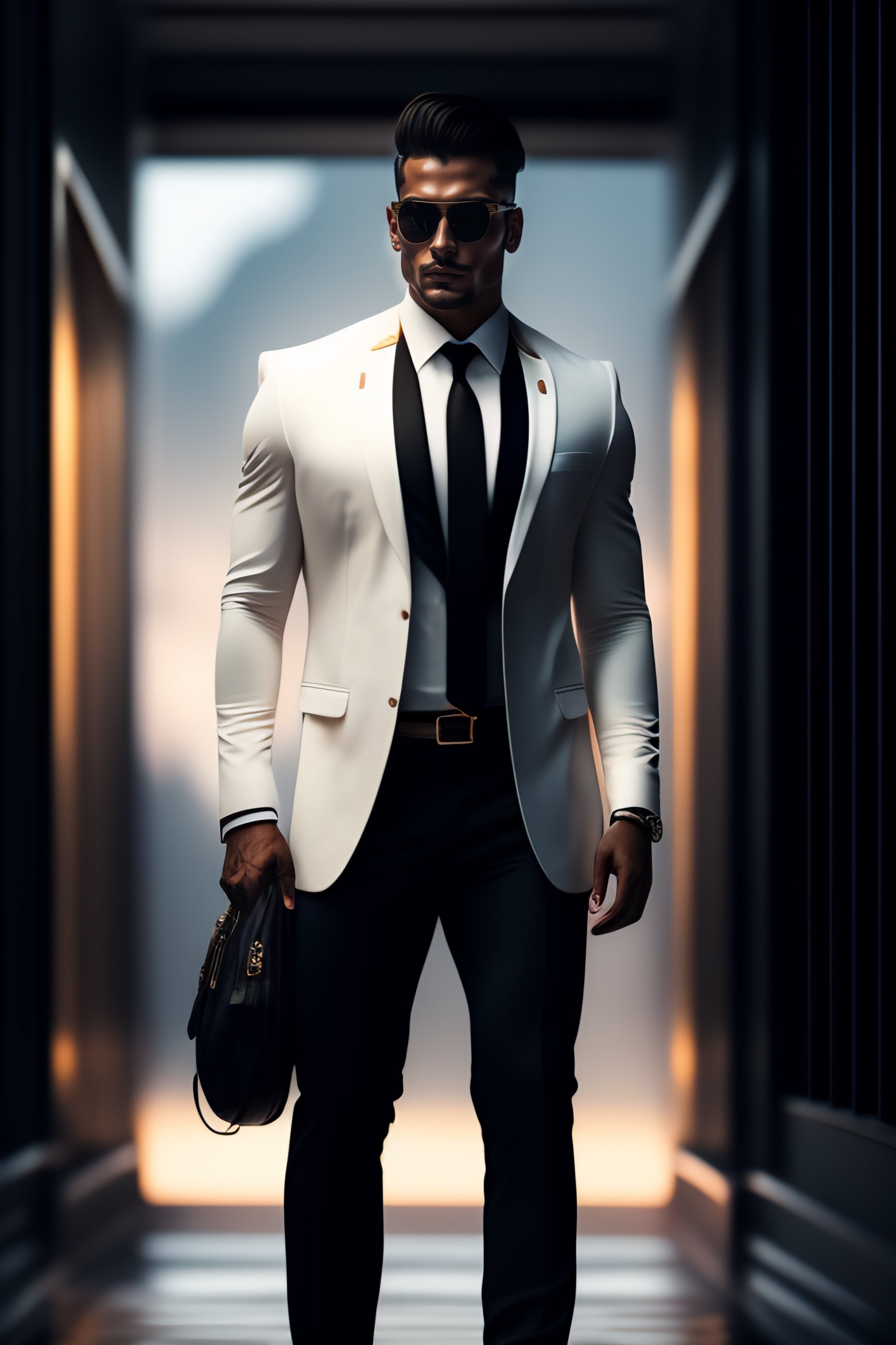 Lexica - Highly detailed full body of a man, , slick back hair wearing ...