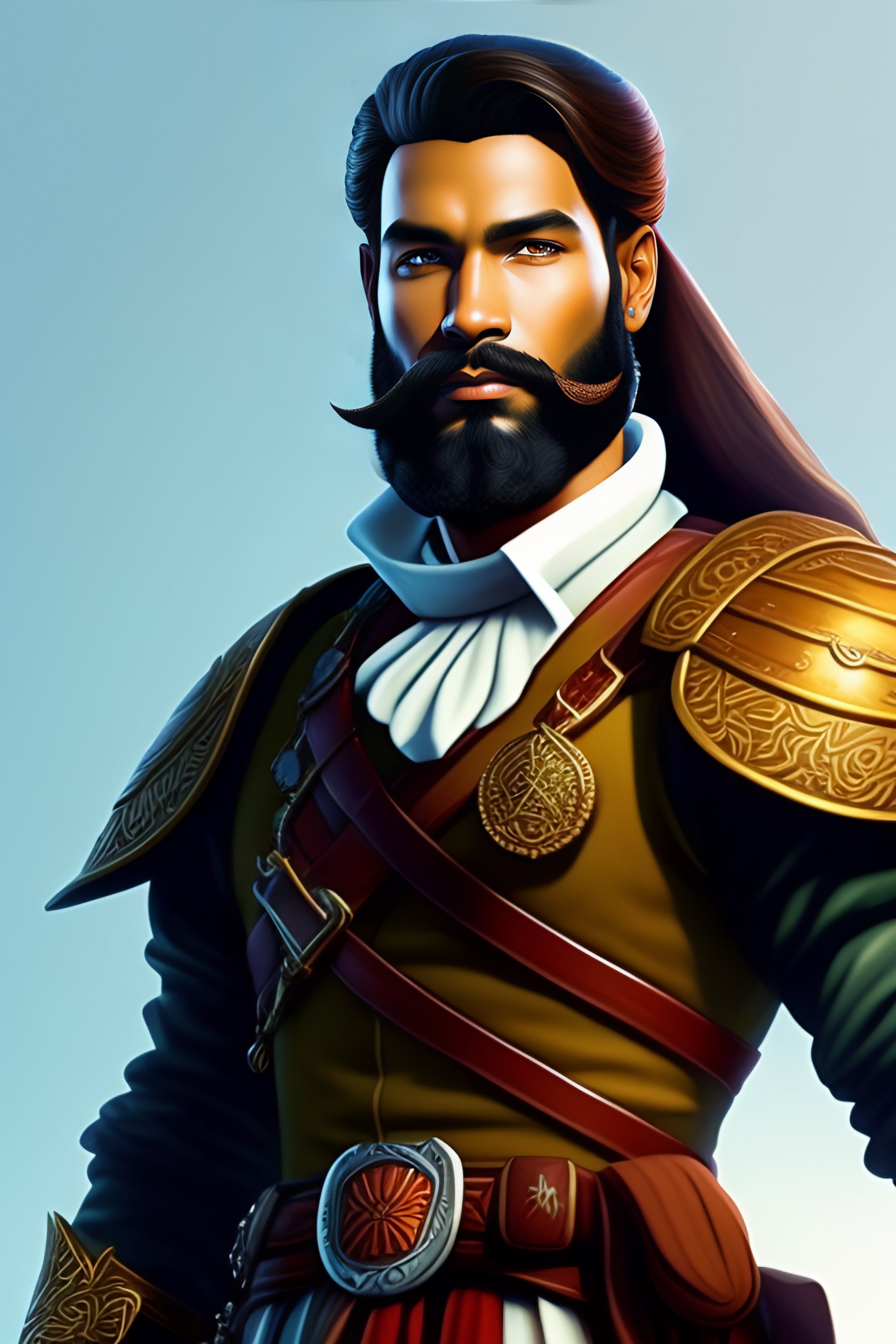 Lexica - Snoopy style detailed line art of D&D Male Human Ranger with beard