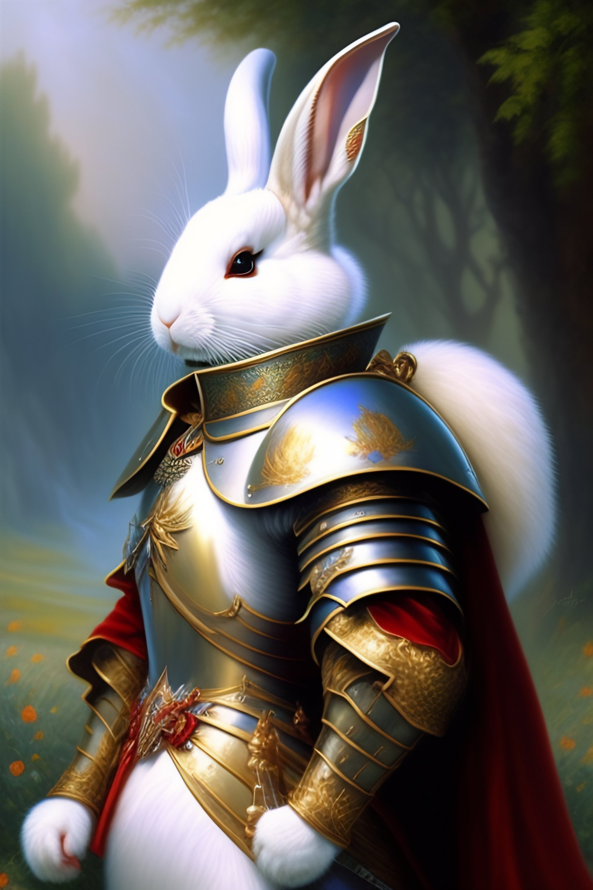 Lexica - A painting of a white rabbit dressed as a knight, digital art ...