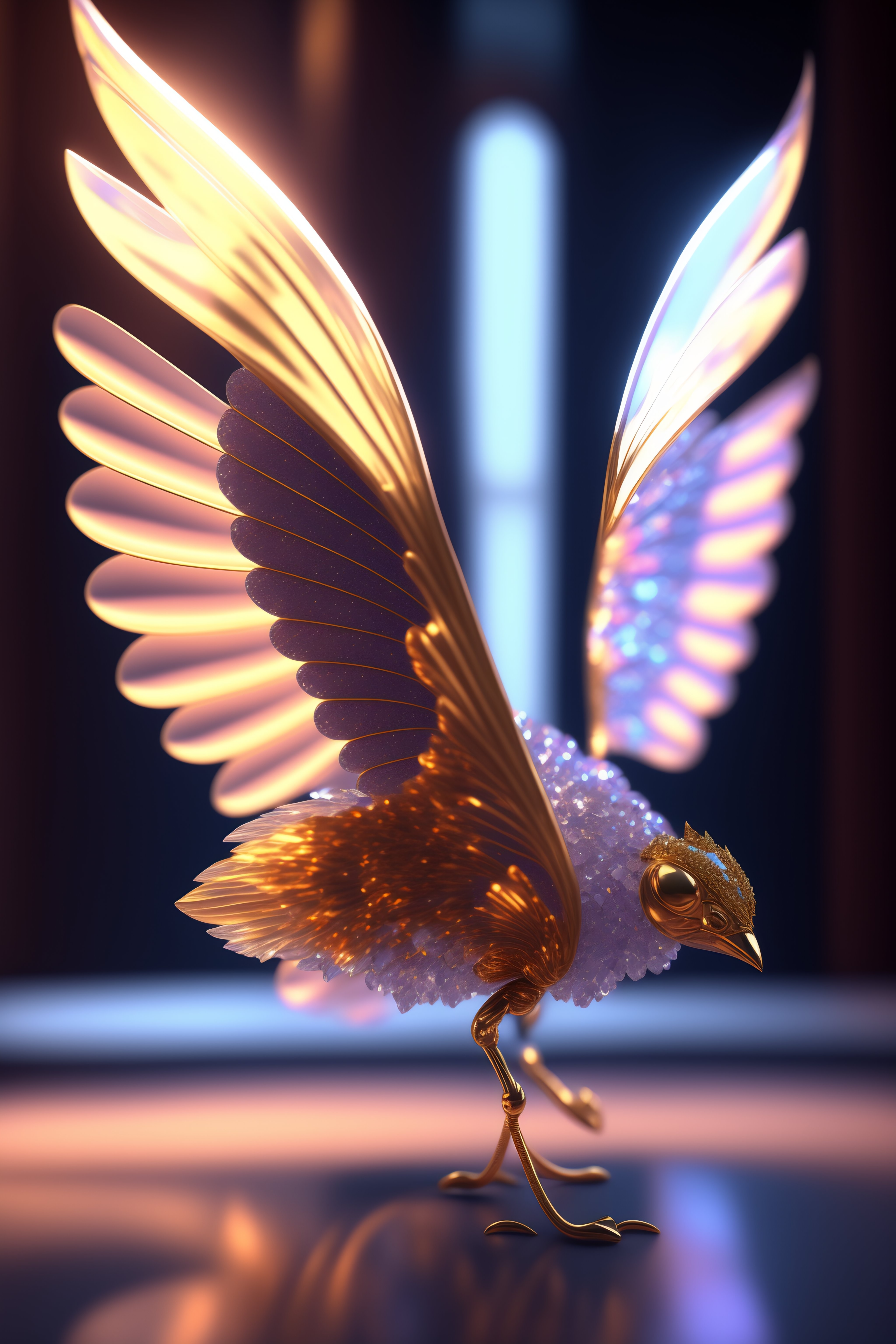Lexica - An malel with crystal wings, unreal engine, 4 k, raytracing
