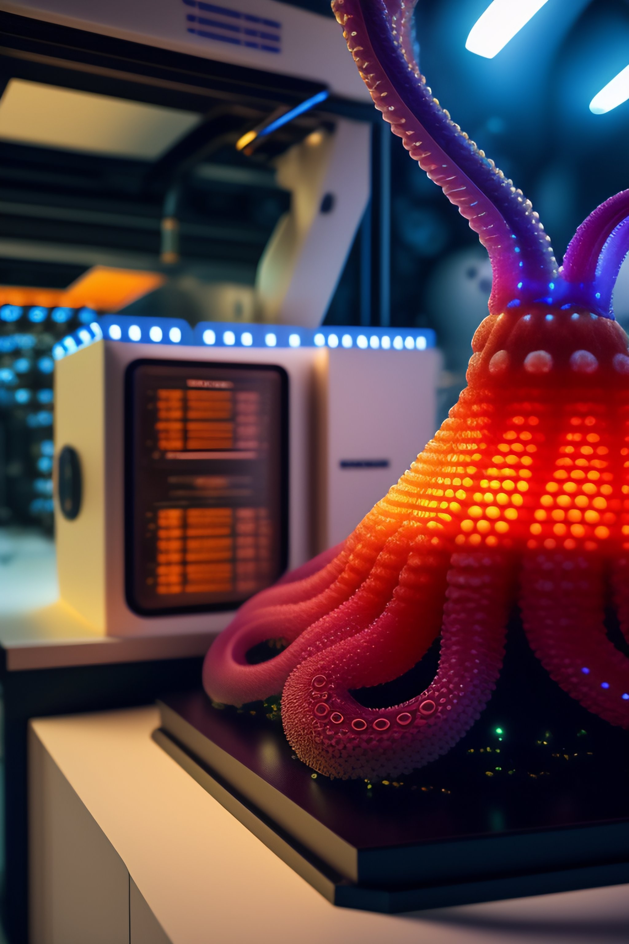 Lexica - A complex mri 3 d printer machine making colorful mutant ...