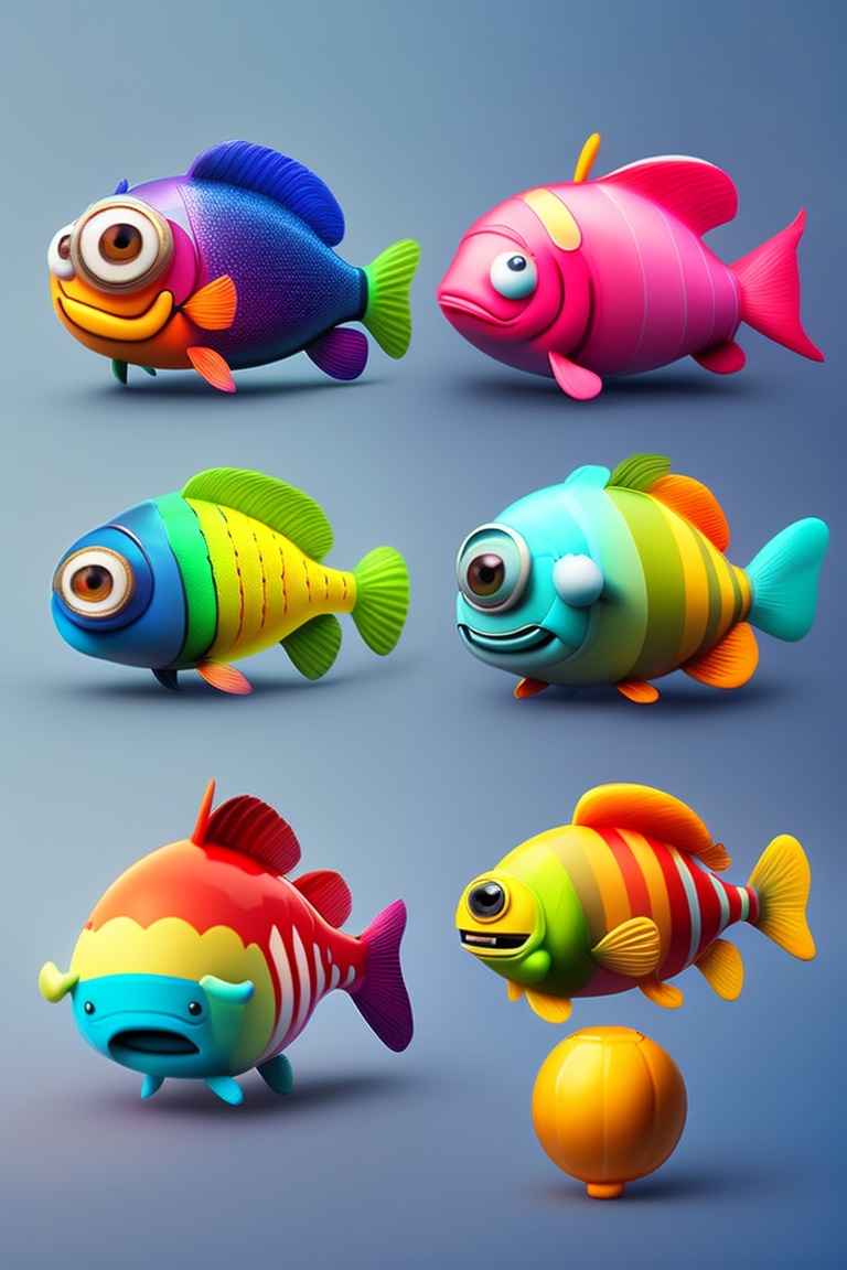 Lexica - Happy and funny fish, minion style character, multiple colors ...