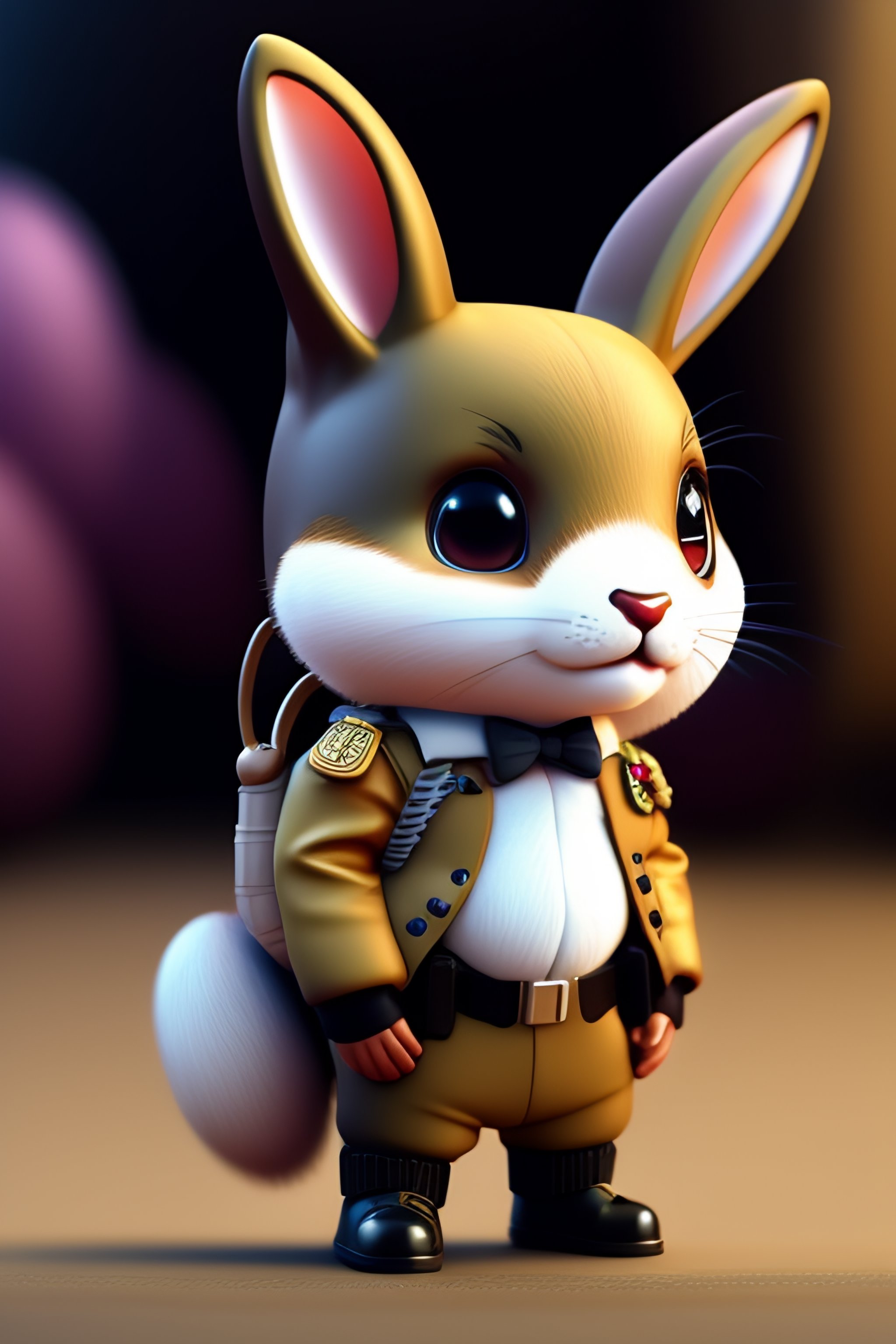 Lexica - Cute and adorable cartoon rabbit in army khaki suit an anime ...