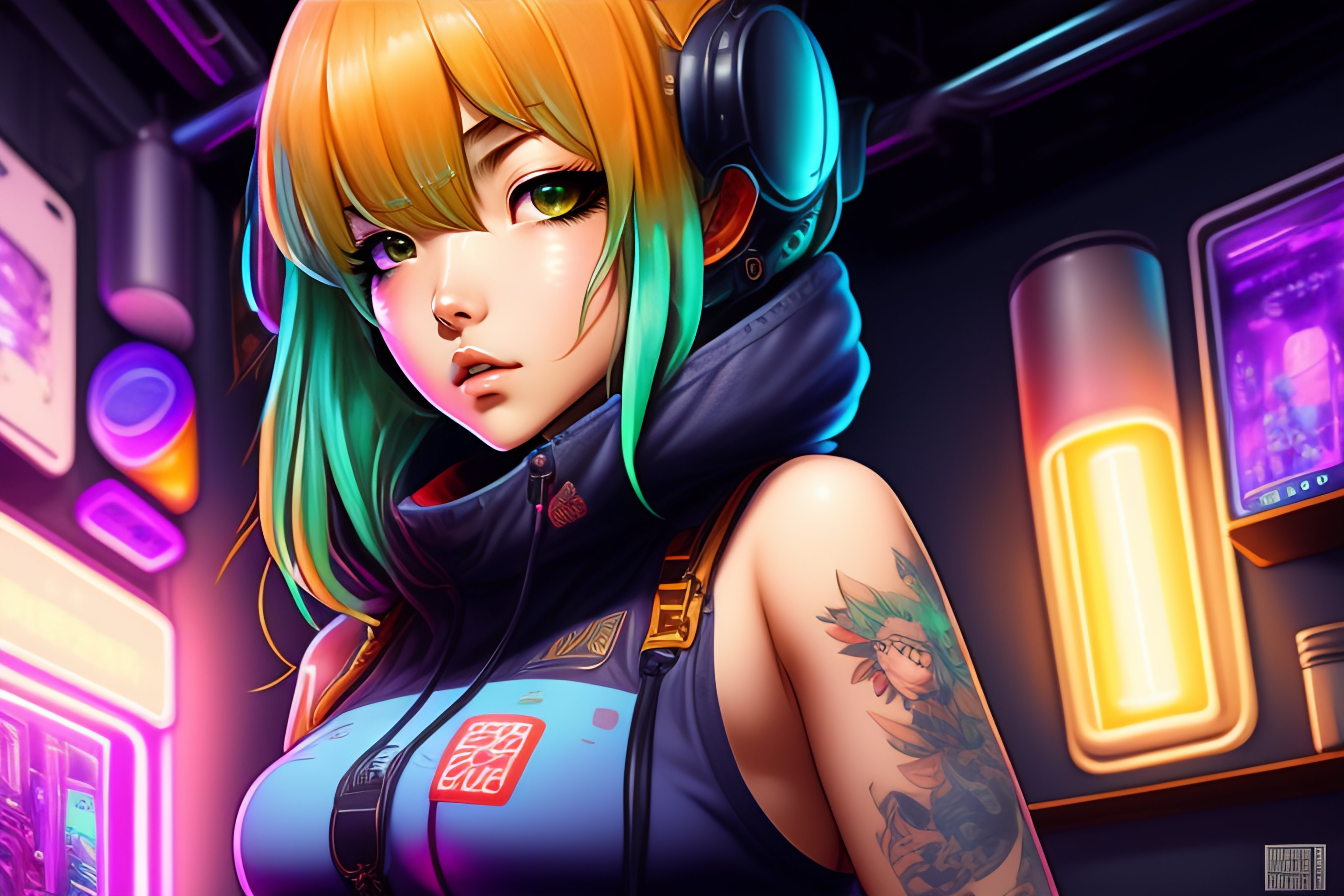 Lexica - Full body KAwai emo girl cyberpunk with a little piece of ...