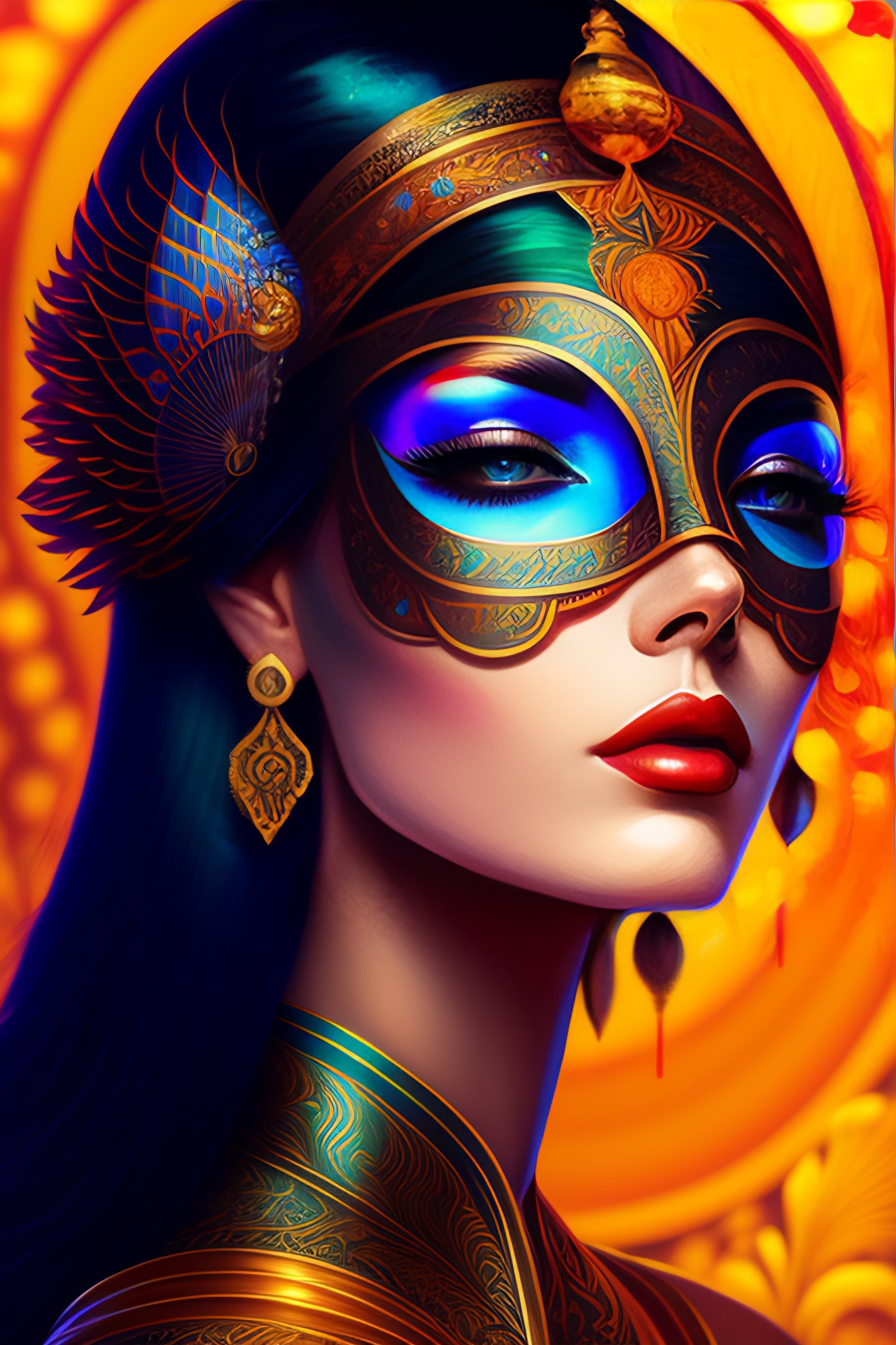 Lexica - Centered detailed portrait of a masked woman wearing a ...