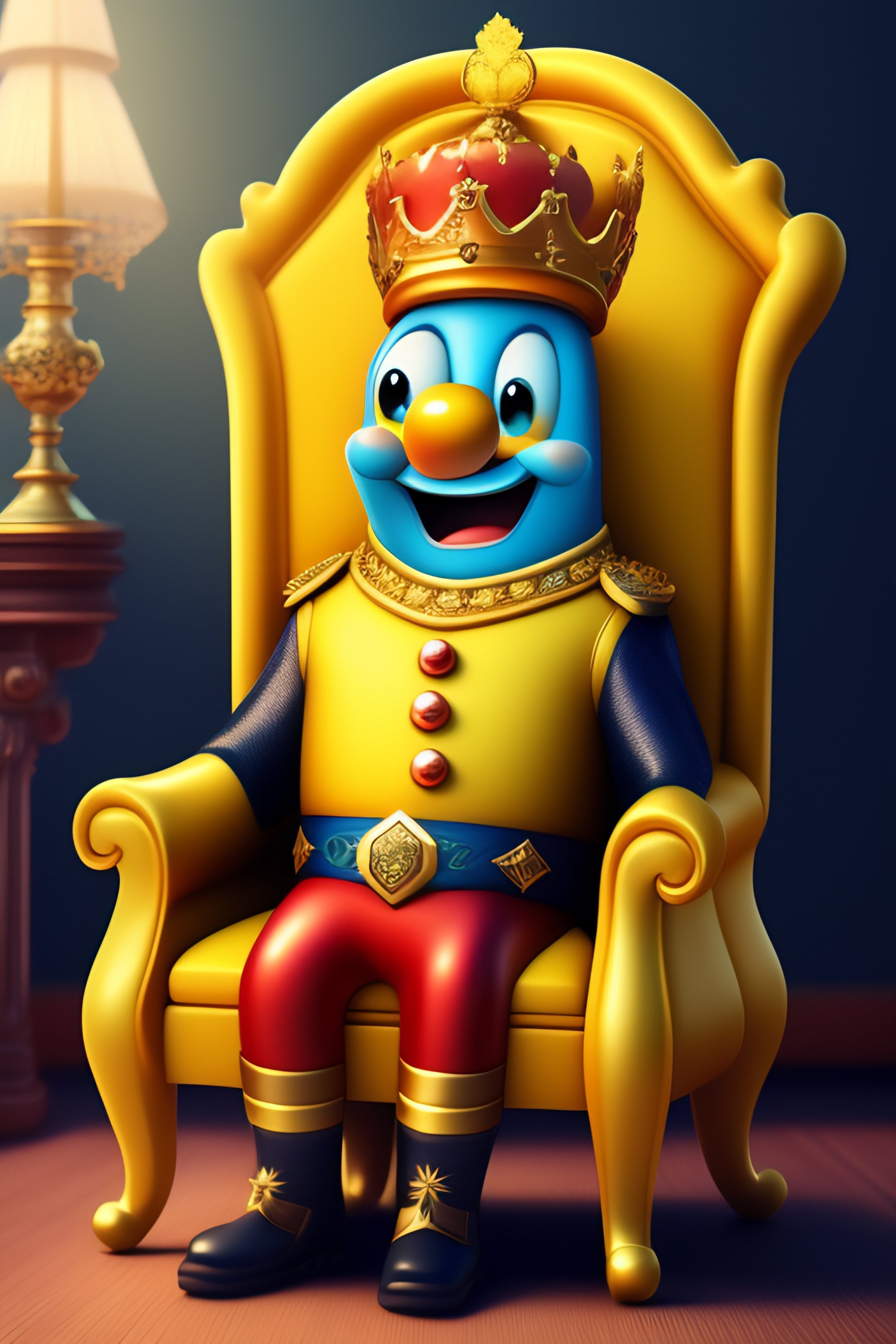 Lexica - A portrait of sponge bob as a king sitting on a throne, cute