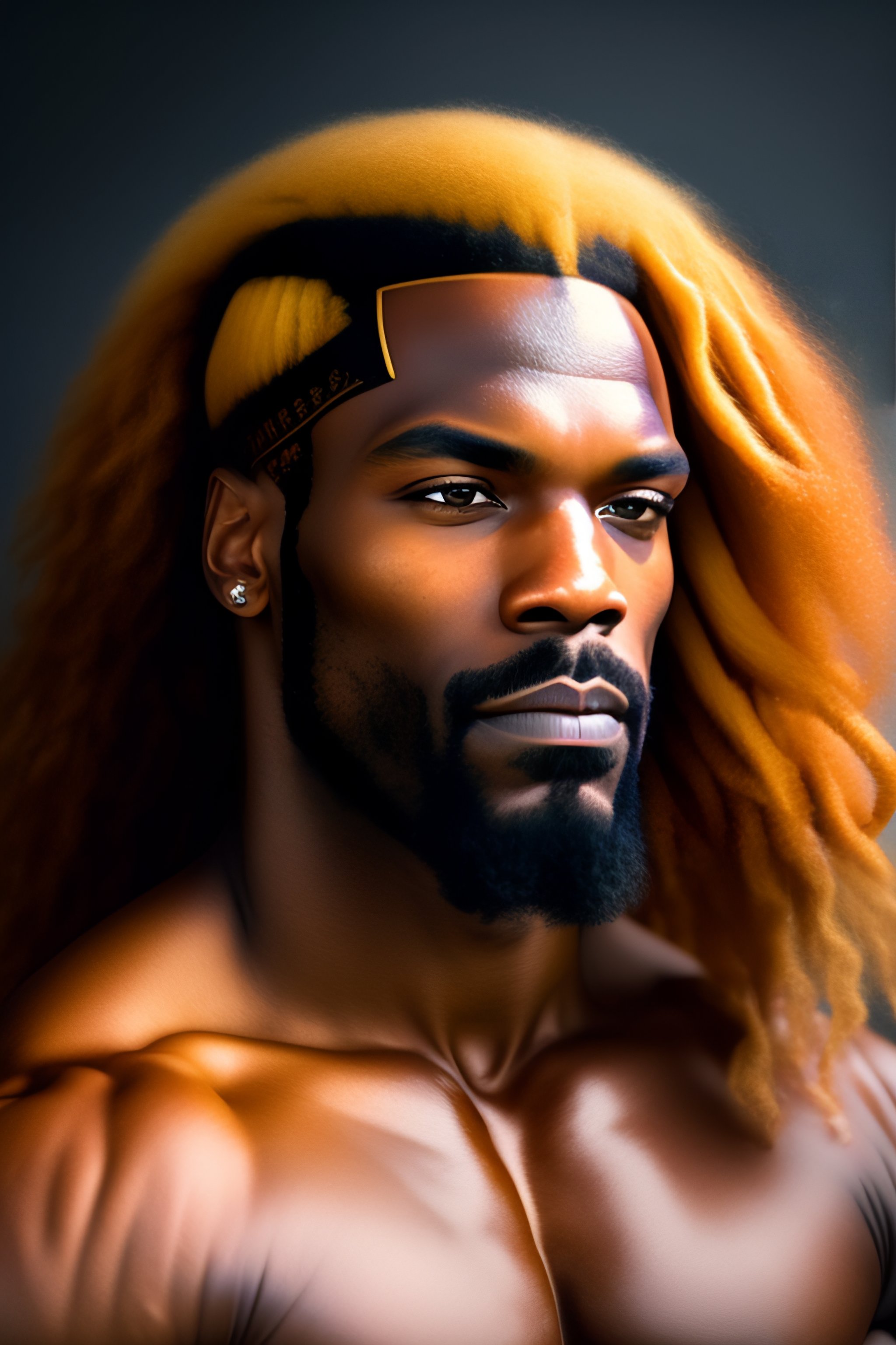 Lexica - Samson, but bald with spaghetti growing out of his scalp.