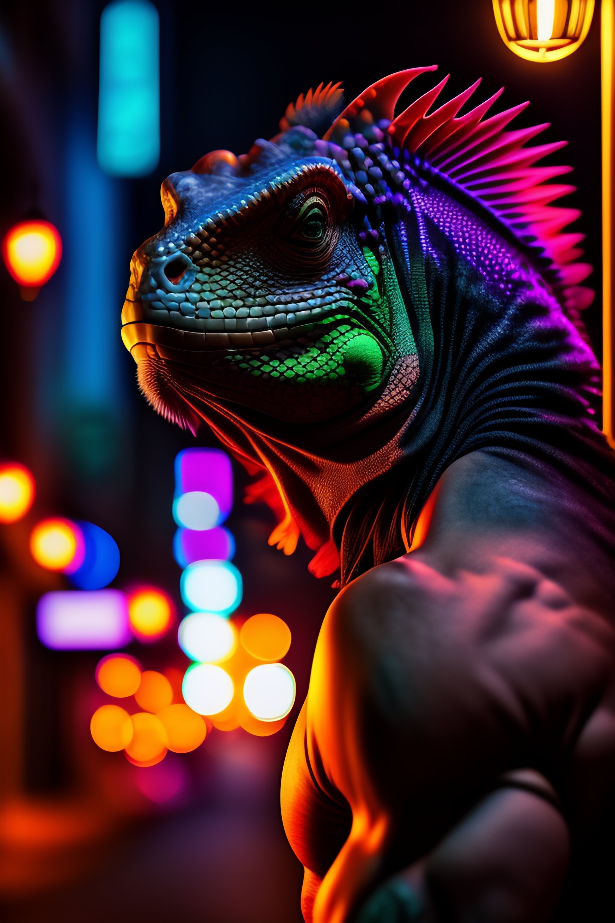 Lexica - Manly muscular human iguana hybrid stroking chin in an ...