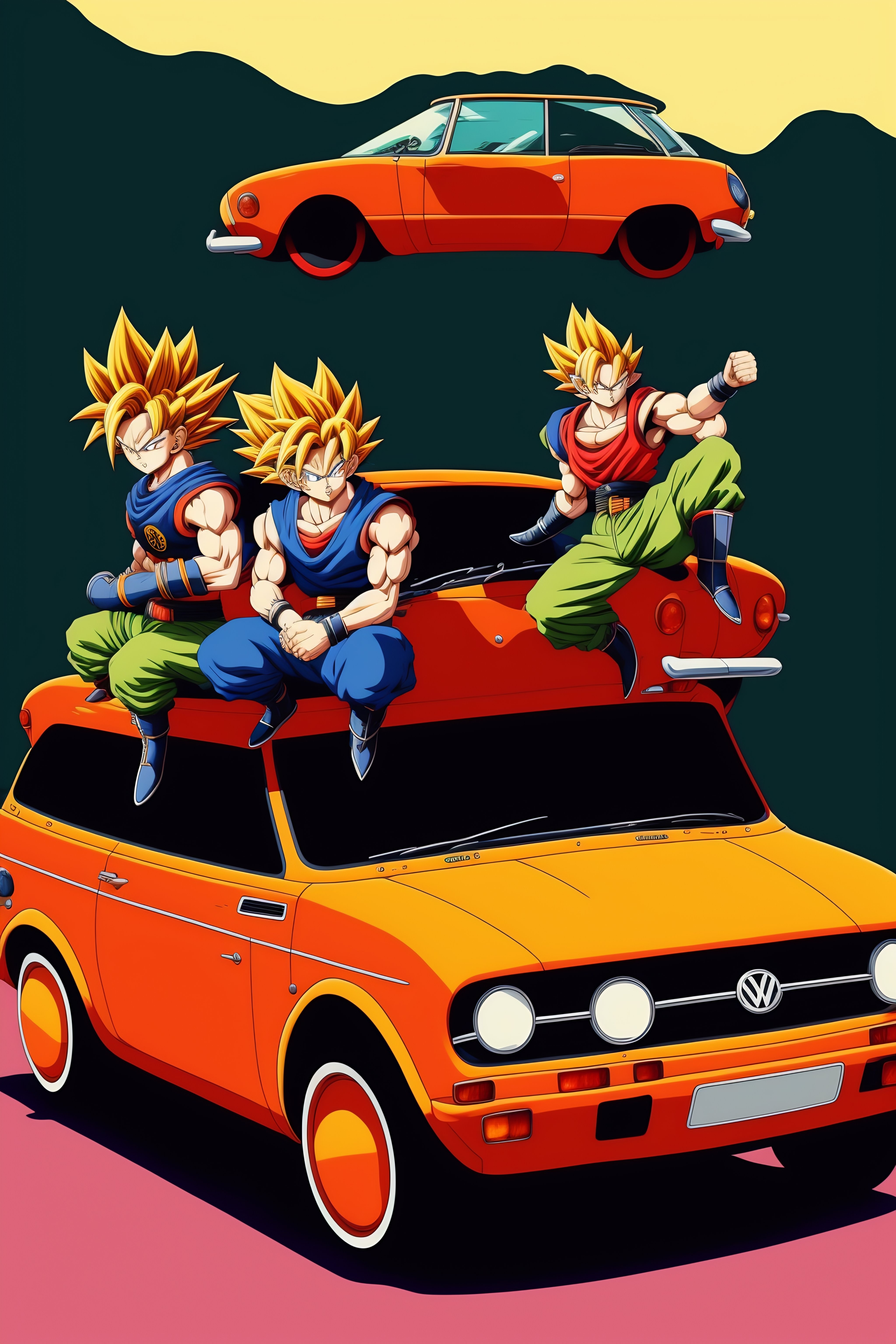 Lexica - Three friends, in th style of dragon ball z tv show, sitting ...