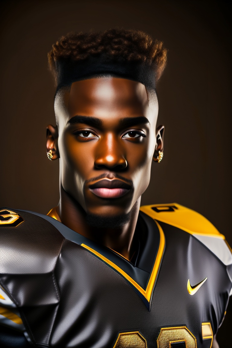 Lexica - Portrait of American football player, photography, dramatic ...