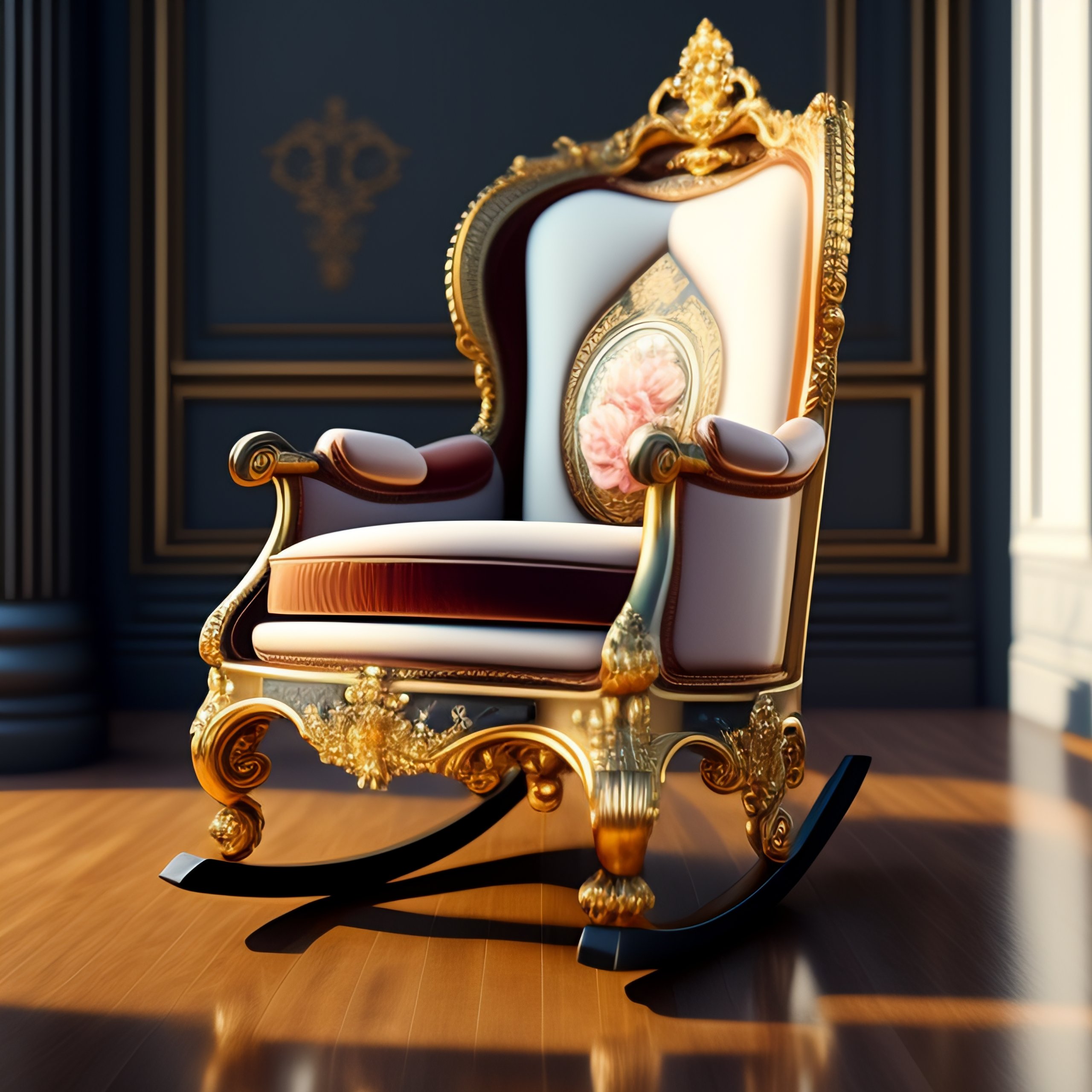 Lexica - Hyperrealistic neo - rococo steampunk Rocking chair, lots of ...