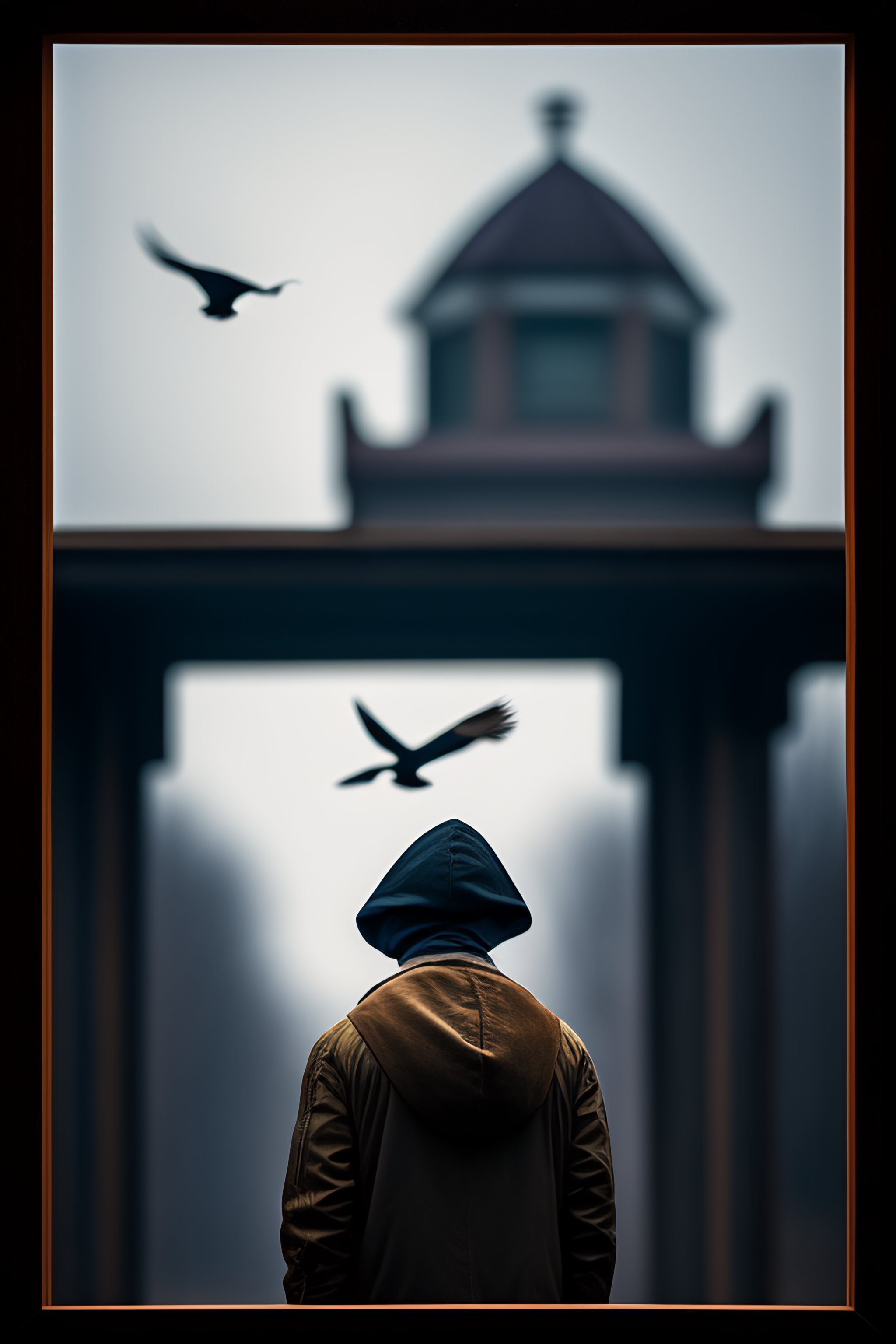 Lexica - Vertical film frame, junkie guy, wearing a hoodie on his head ...