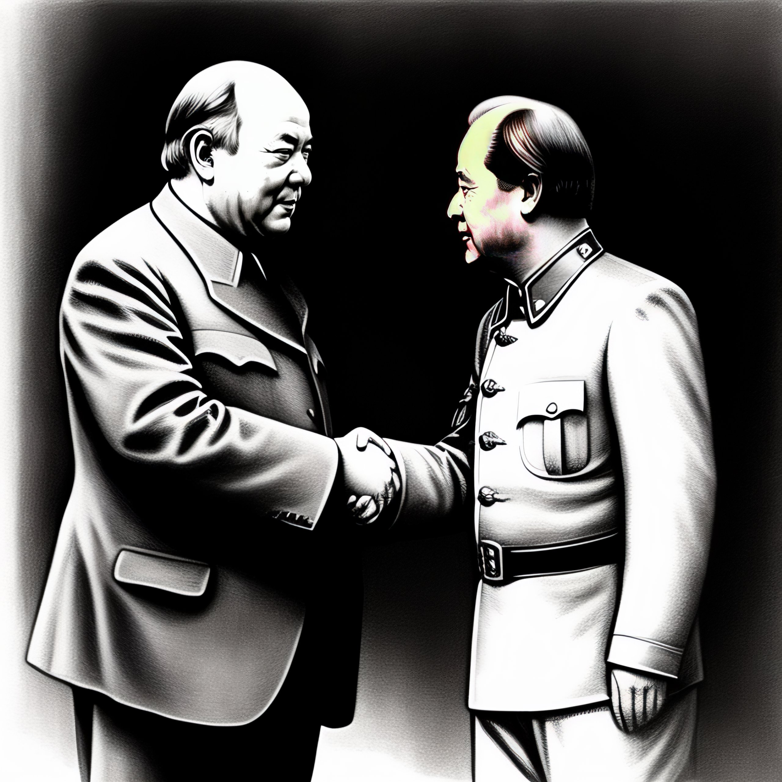 Lexica - Drawing of Mao shaking hands with Lenin.