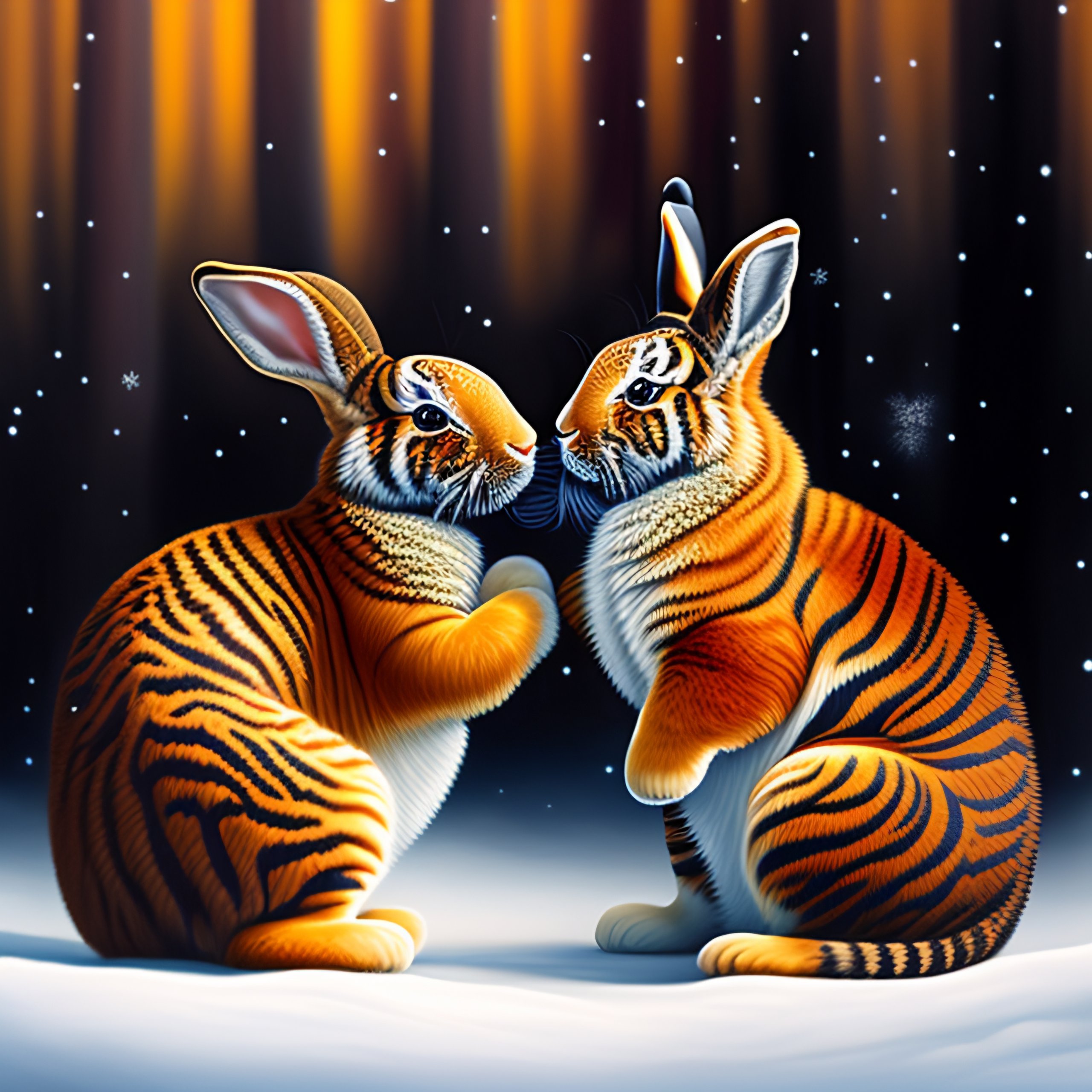 Lexica - Bunnies with tiger's fur greeting the new year