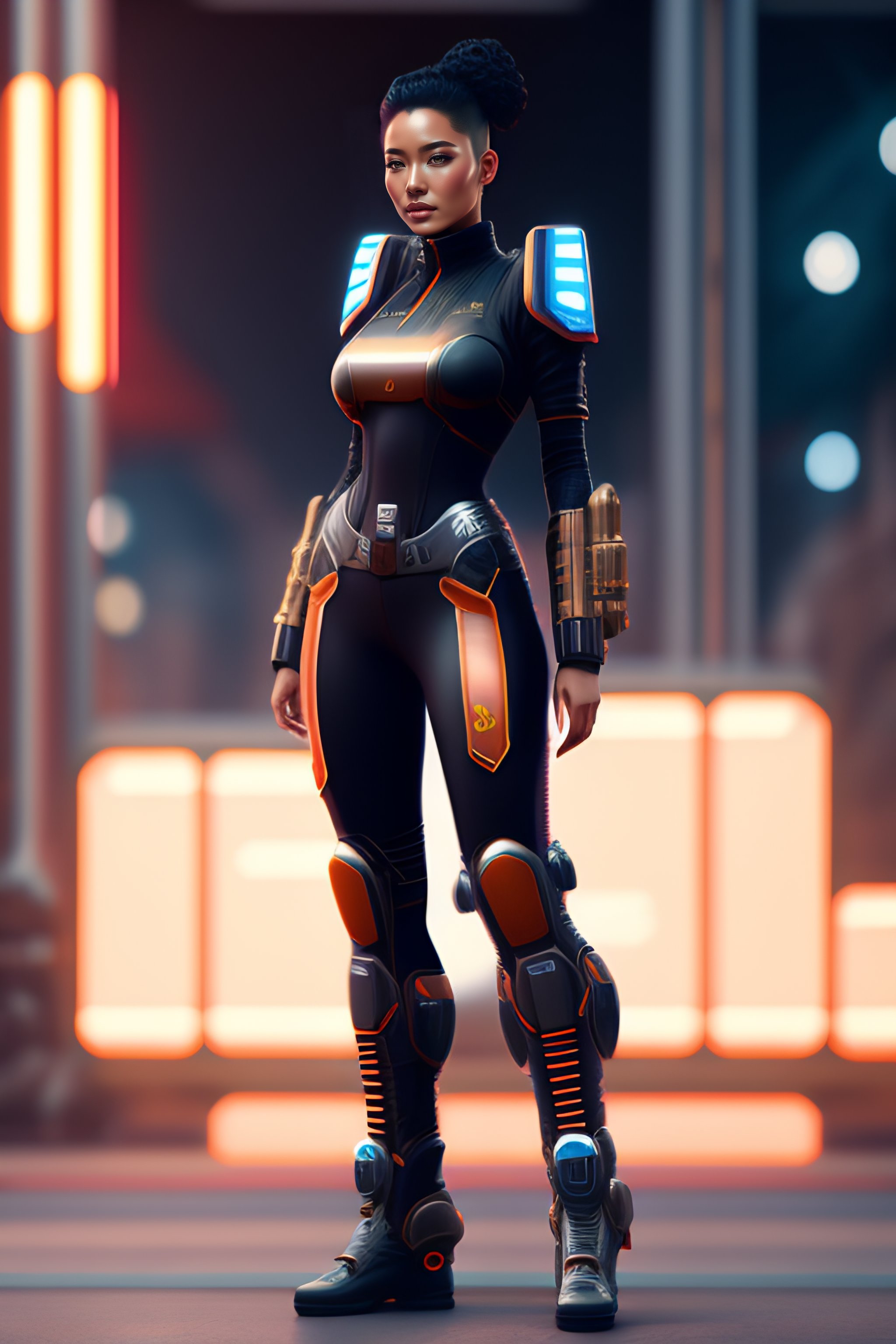 Lexica - Mech Punk ((full body)) clothes with short hair girl, [[front ...